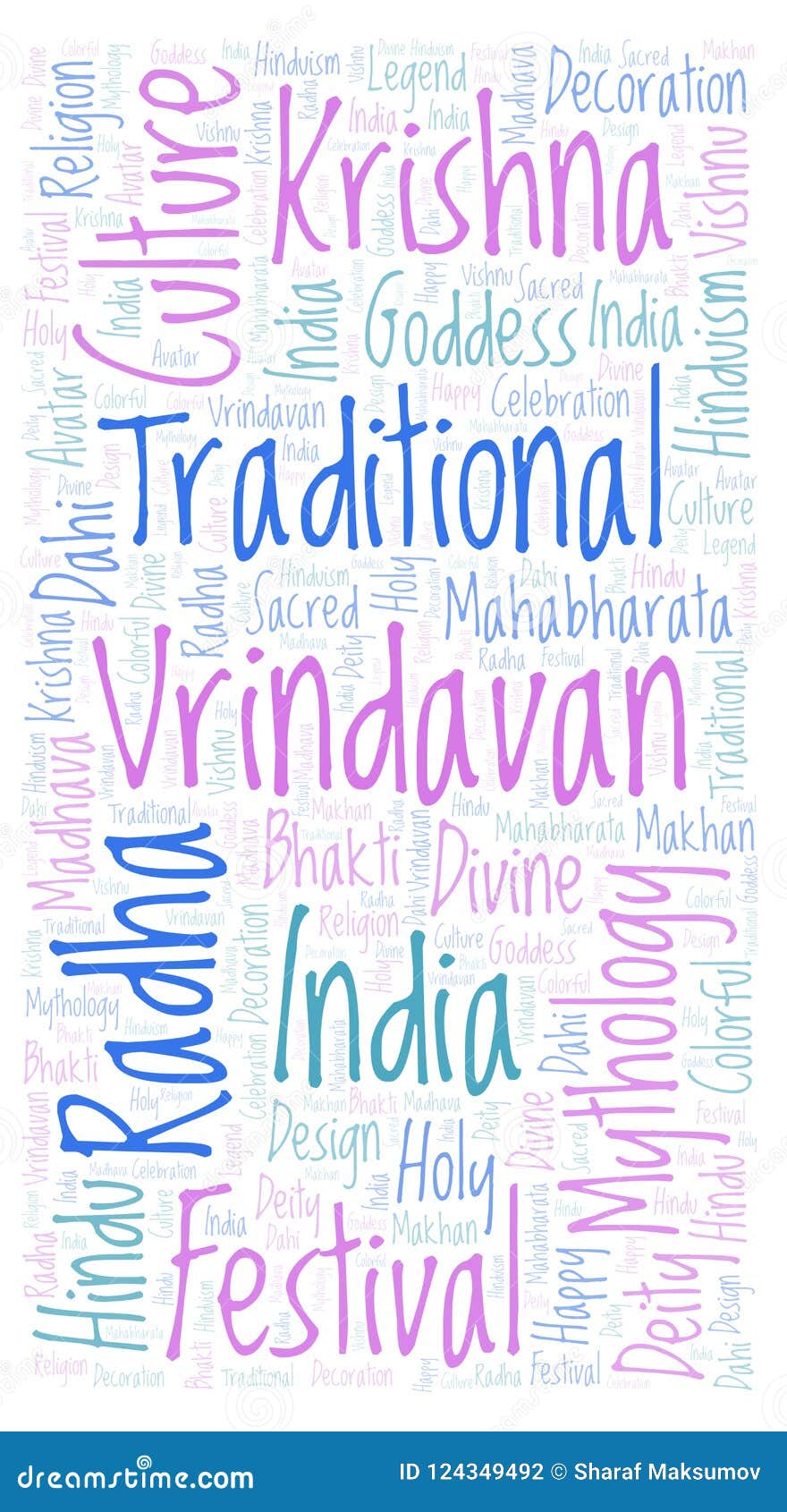 Vrindavan in Rectangle Shape Word Cloud. Stock Illustration ...