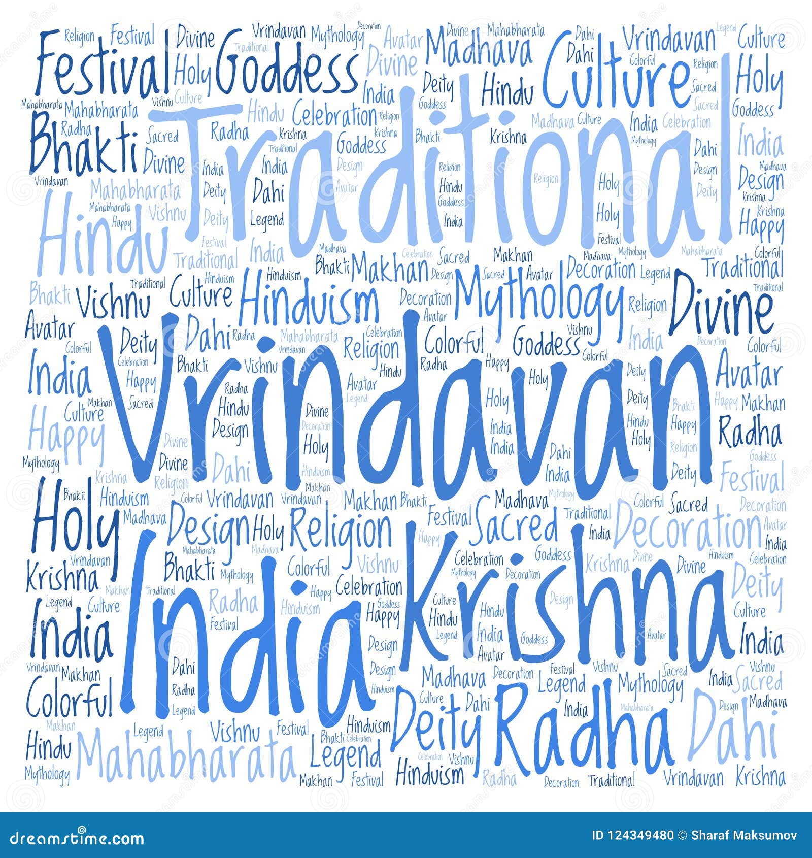 Vrindavan in Square Shape Word Cloud. Stock Illustration - Illustration ...