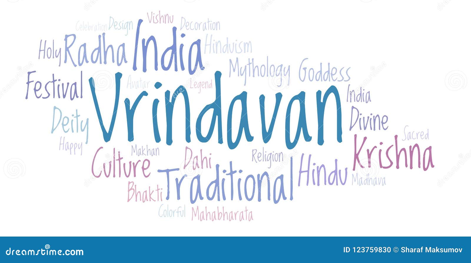 Vrindavan word cloud. stock illustration. Illustration of text - 123759830