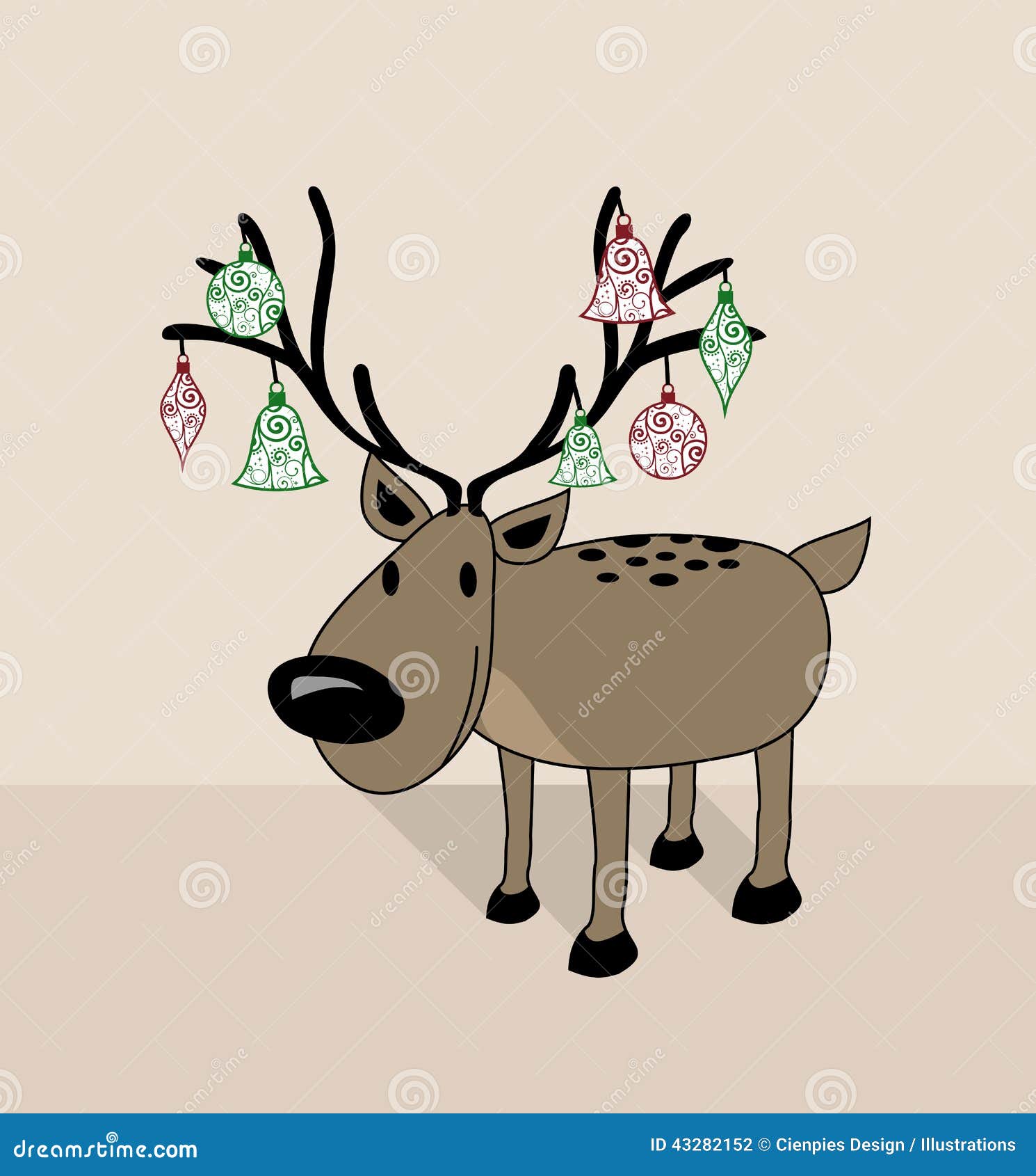 Vrolijk Kerstmis Grappig Rendier Vector Illustratie - Illustration of ...