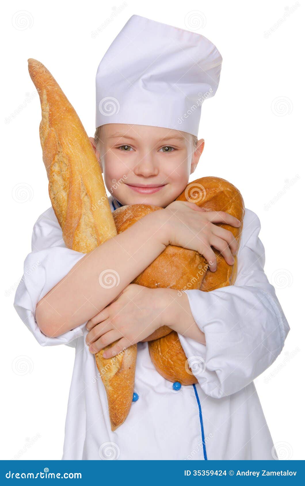 Vrolijke Bakker Met Drie Broden Van Brood Stock Foto - Image of ...