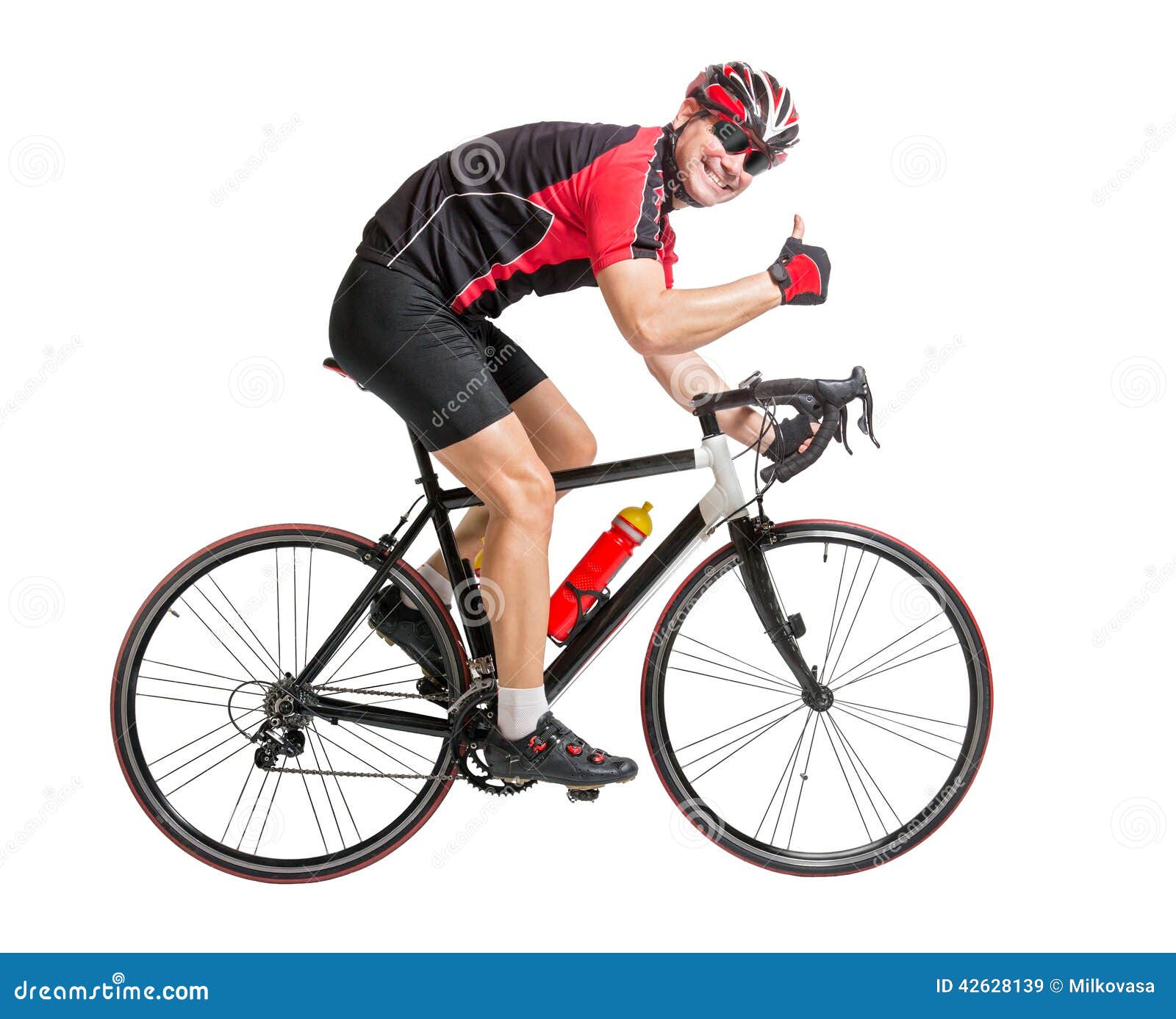 Vrolijke Fietser Met Omhoog Duim Stock Afbeelding - Image of gezond ...