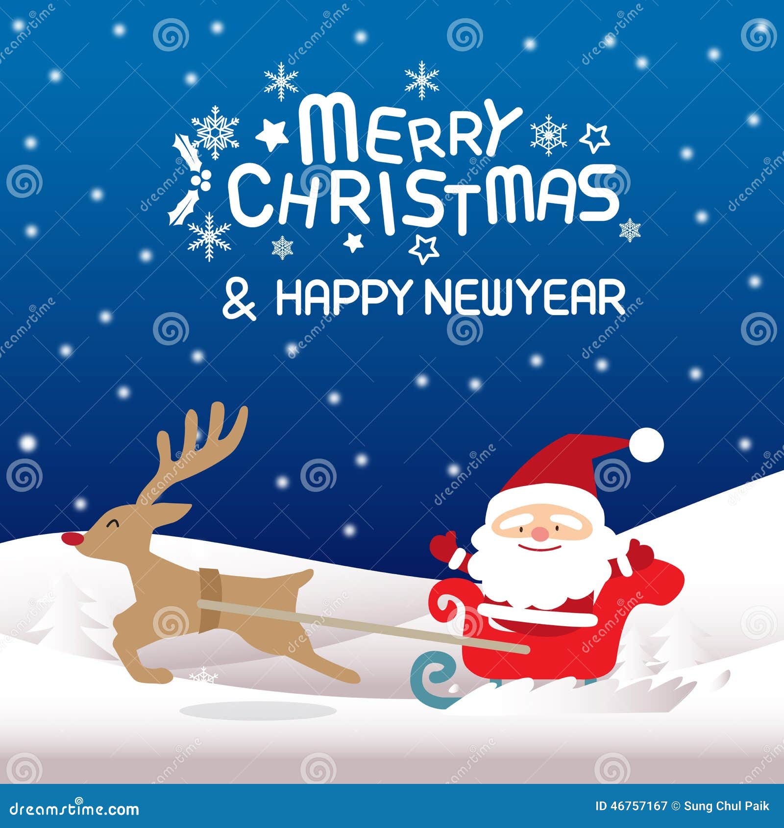 Vrolijke Kerstmis, De Kerstman En Rudolph Vector Illustratie ...