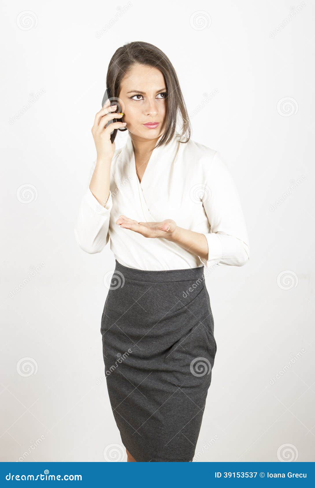 Vrouw Belast Met Telefoongesprek Stock Afbeelding - Image of wijfje ...