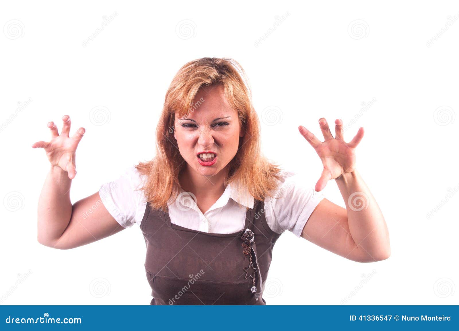 Vrouw Die Agressief of Eng Kijken Stock Afbeelding - Image of tanden ...