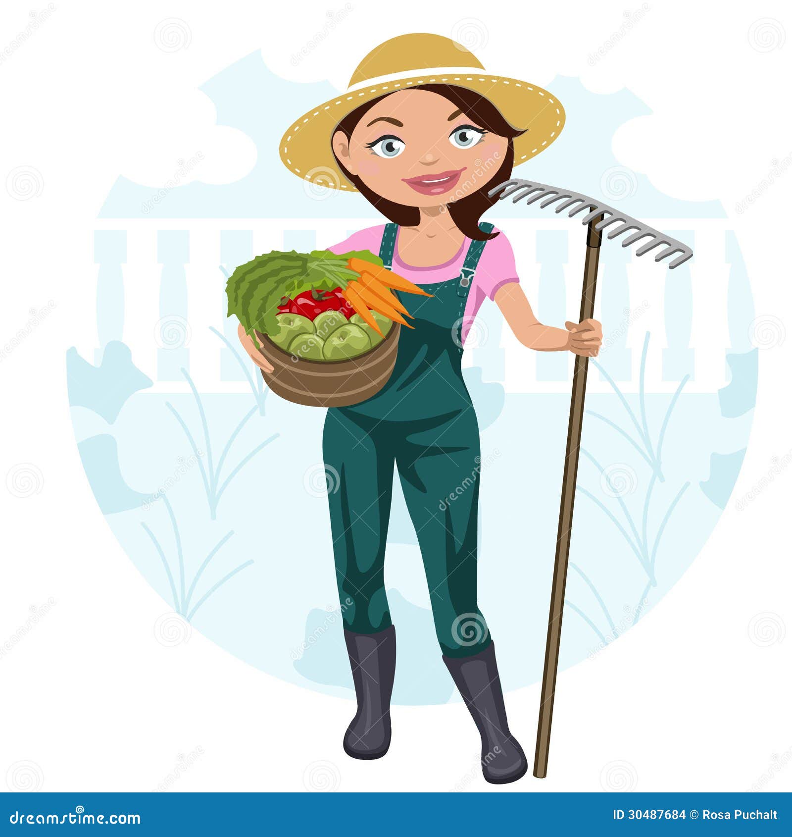 Vrouw Die in De Moestuin Werken Vector Illustratie - Illustration of ...