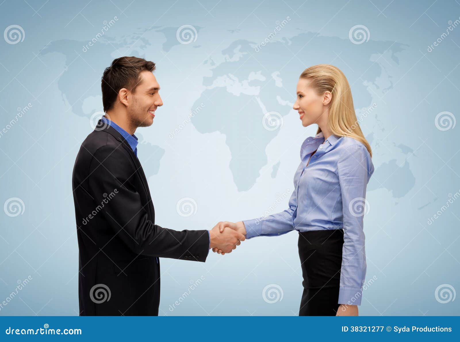 Vrouw En Man Het Schudden Handen Stock Afbeelding - Image of mensen ...