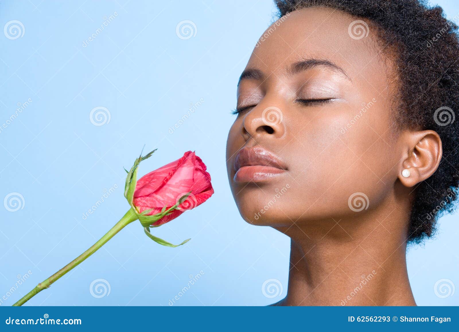 Vrouw het ruiken nam toe stock afbeelding. Image of mooi - 62562293