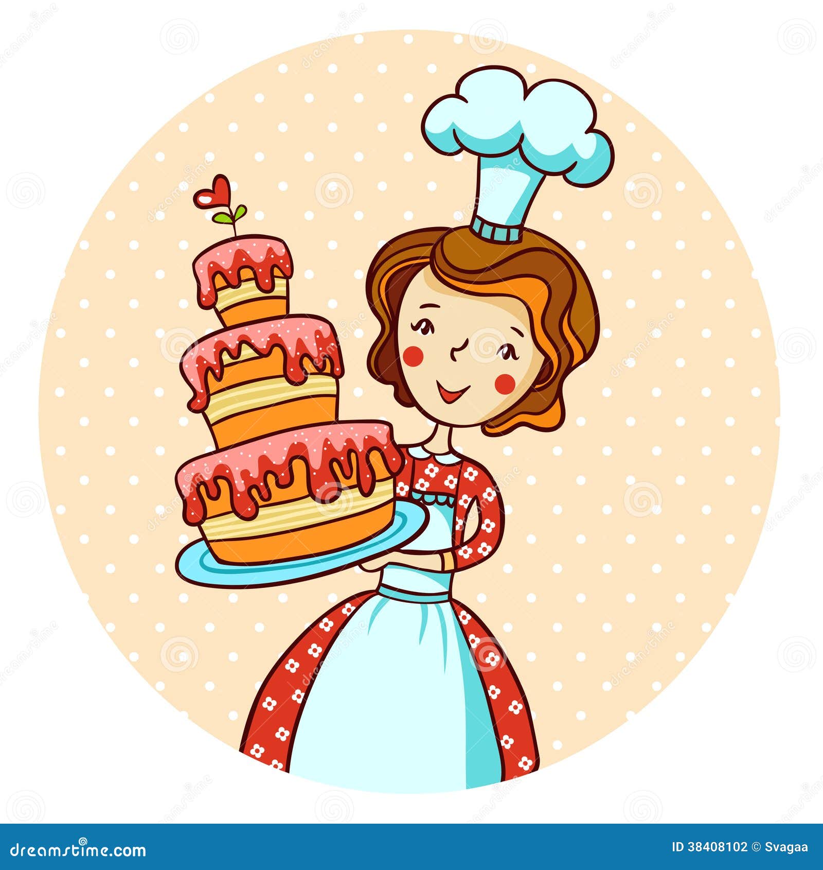 Vrouw in Keuken. Mooie Bakker. Vector Illustratie - Illustration of ...