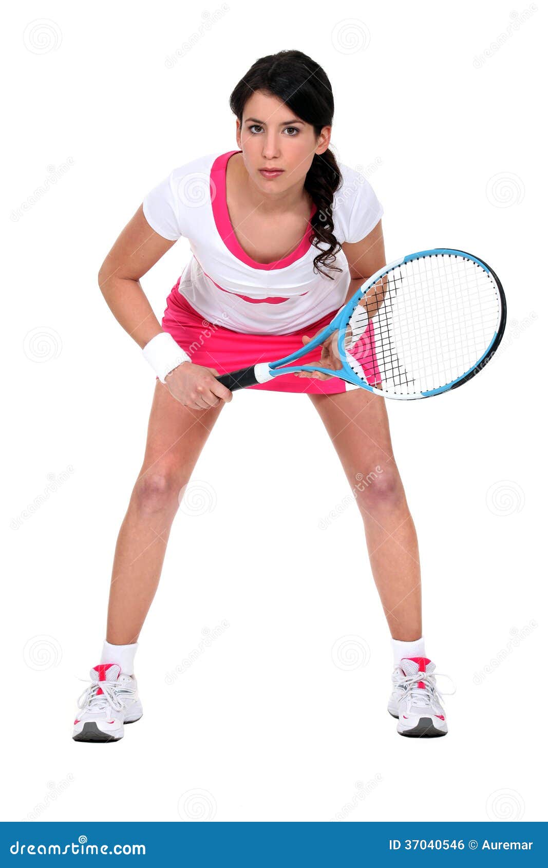 Vrouw Klaar Om Tennis Te Spelen Stock Foto - Image of netto, lichaam ...