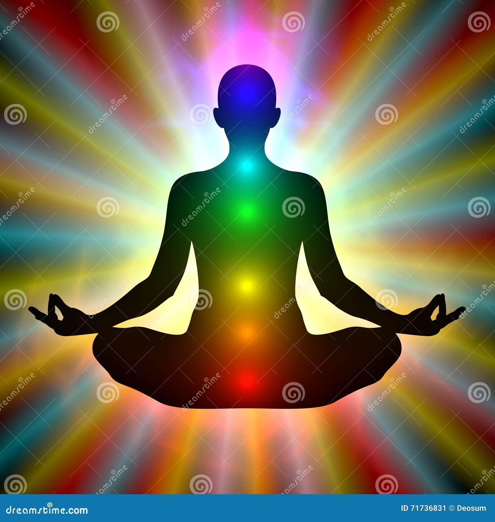 Vrouw in Meditatie - Aura, Chakras Stock Illustratie - Illustration of ...