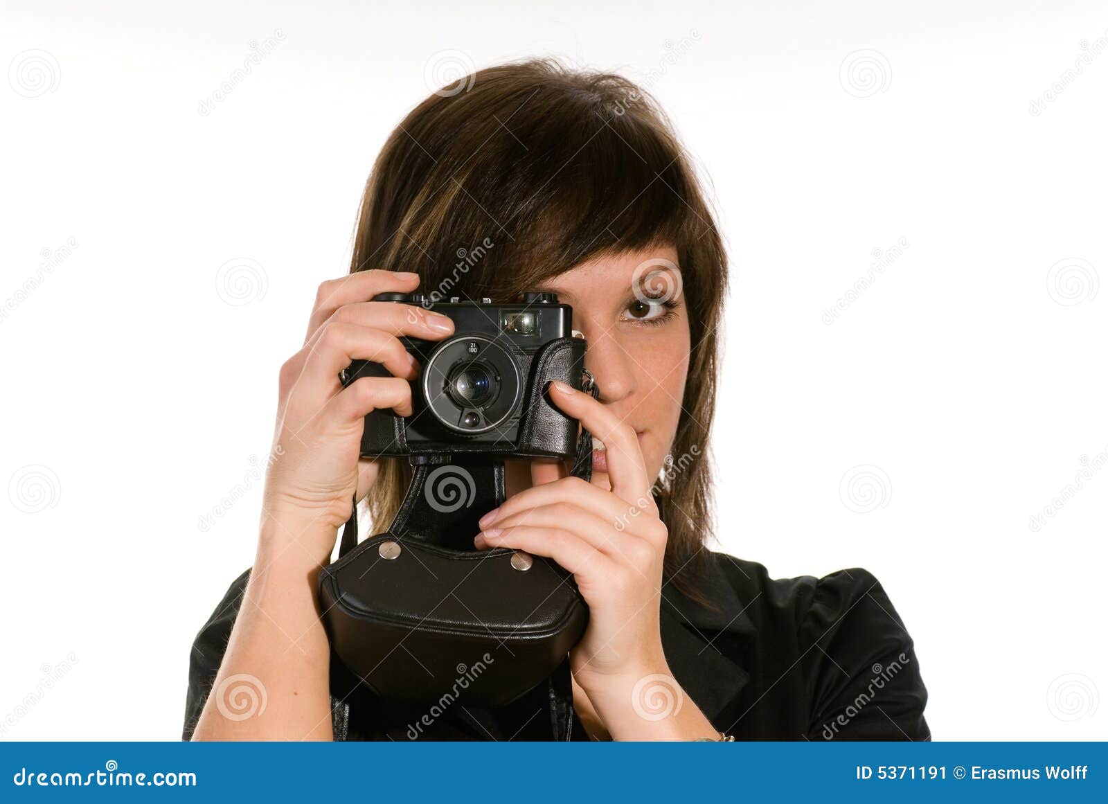 Vrouw met camera stock afbeelding. Image of aardig, antiek - 5371191