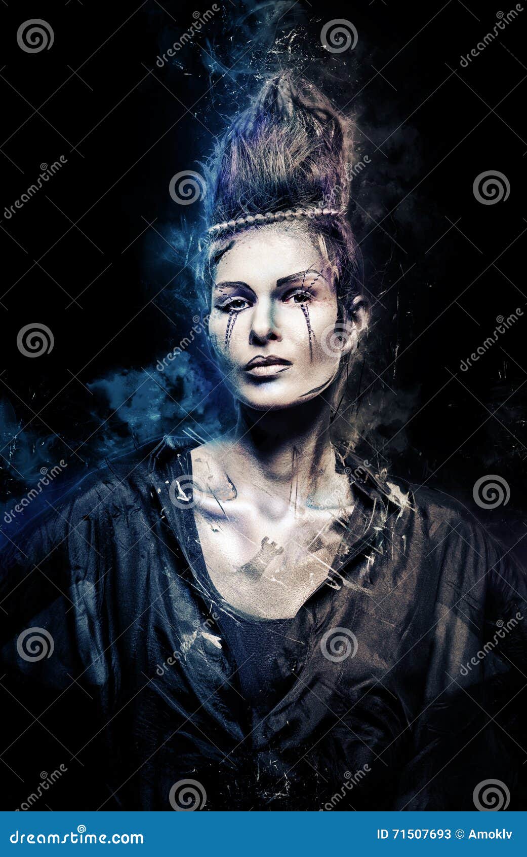 Vrouw Met Creatieve Samenstelling En Lichaam-kunst Stock Illustratie ...