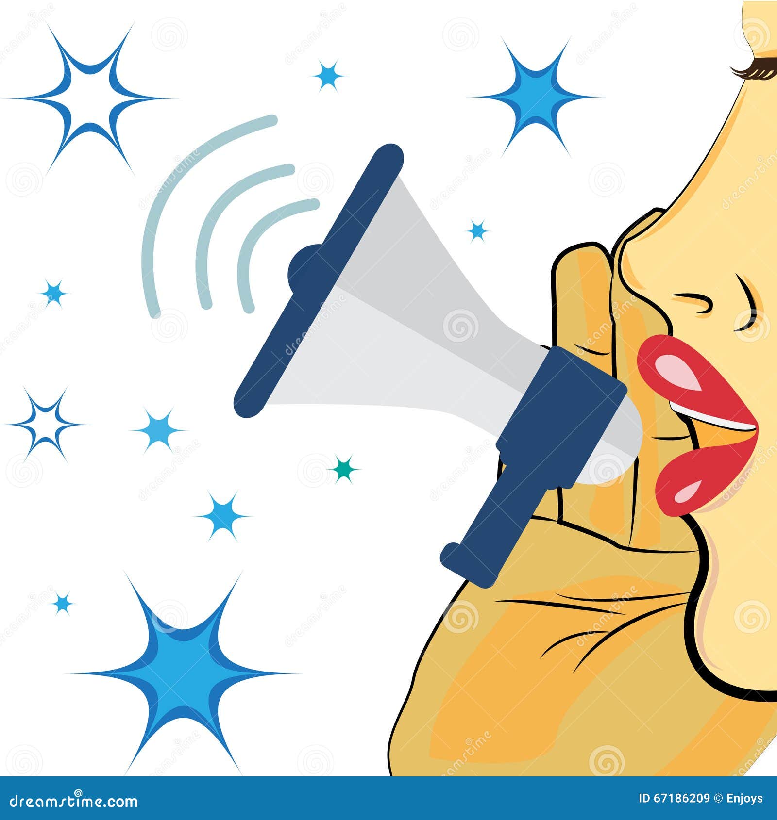 Vrouw met een luidspreker stock illustratie. Illustration of opwinding ...