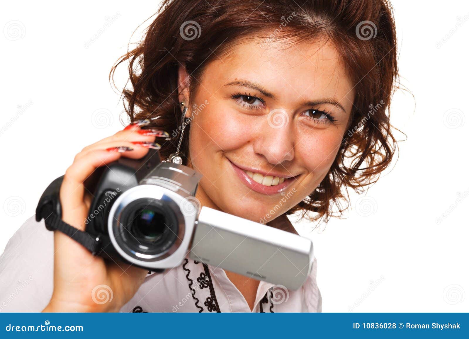 Vrouw met een videocamera stock foto. Image of uitziend - 10836028