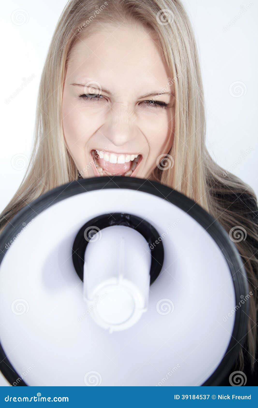 Vrouw met megafoon stock afbeelding. Image of zaken, mensen - 39184537