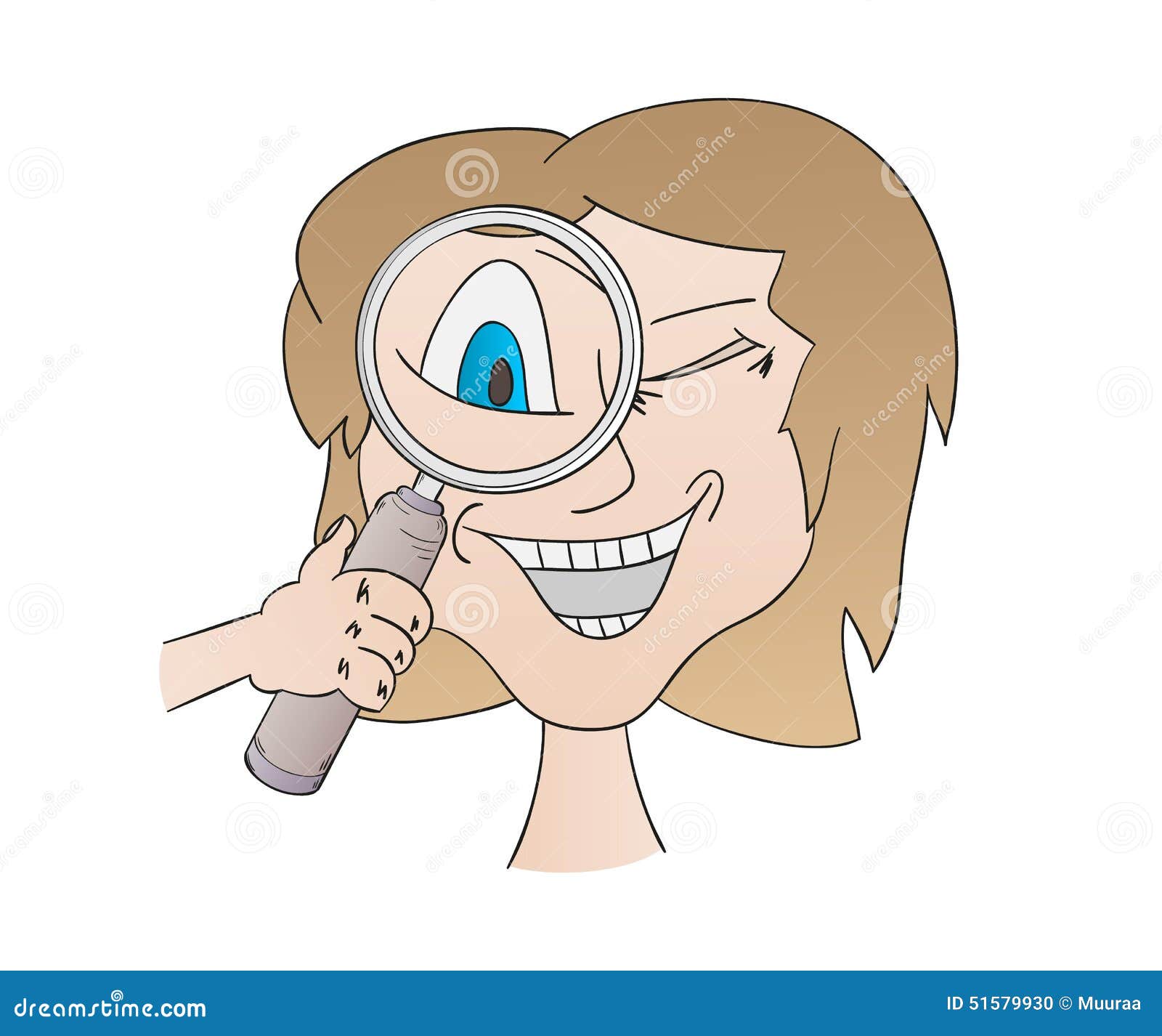 Vrouw met vergrootglas vector illustratie. Illustration of volwassen ...