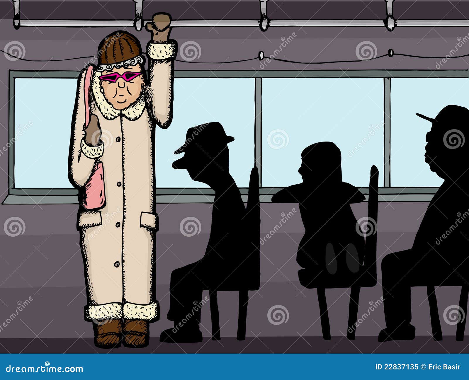 Vrouw op Bus vector illustratie. Illustration of stormloop - 22837135