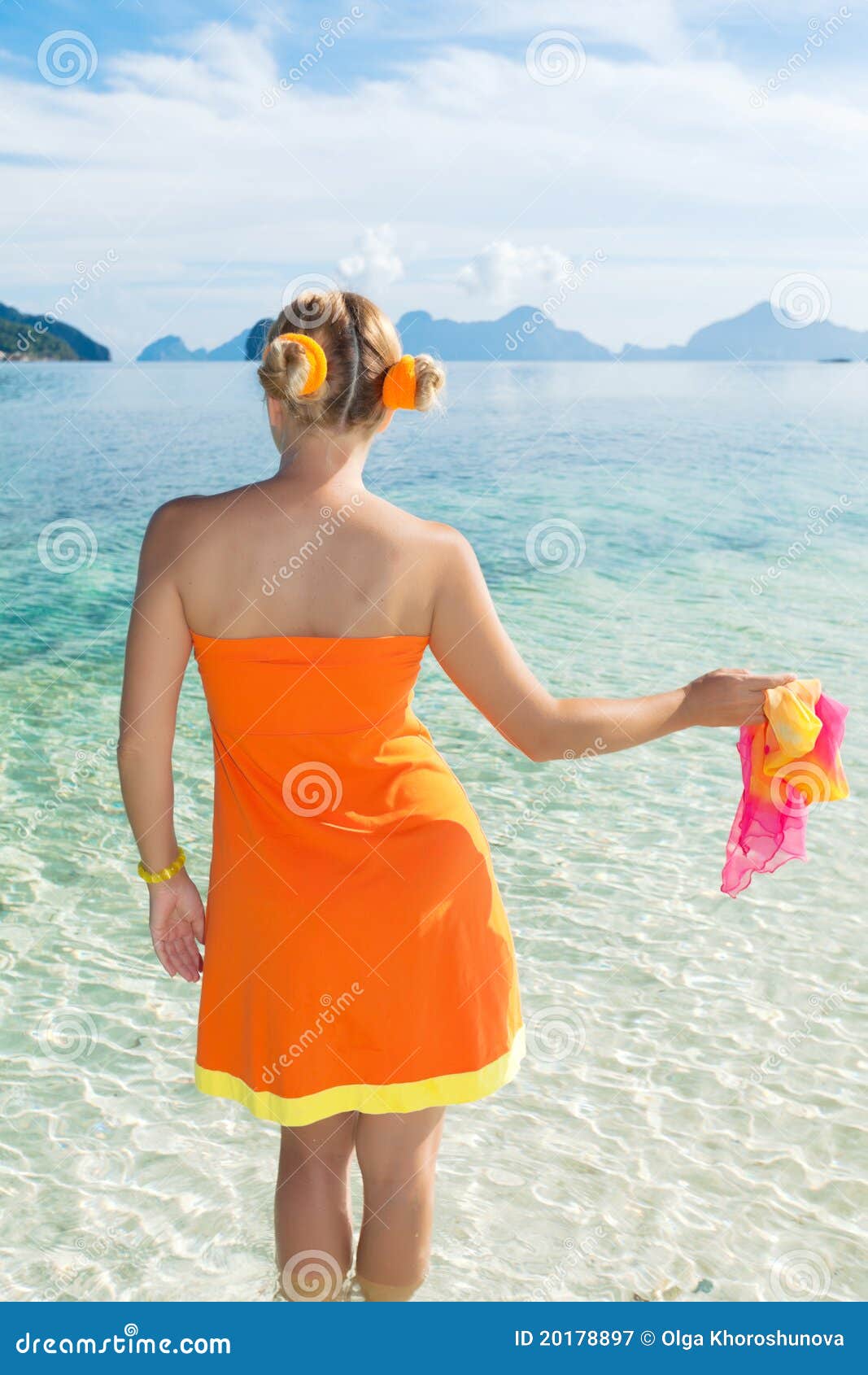 Vrouw op het strand stock afbeelding. Image of genieten - 20178897