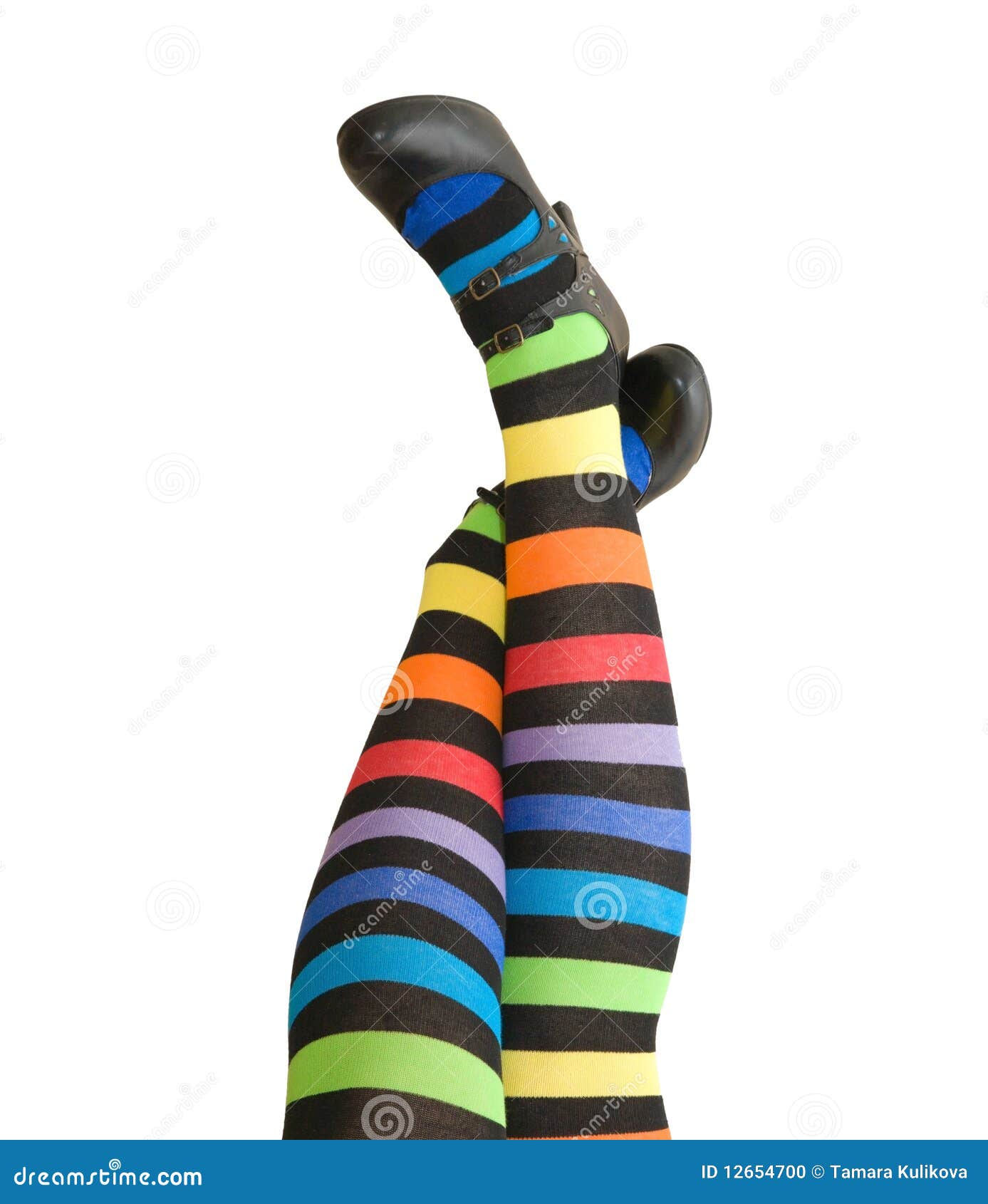 Vrouwelijke Benen in Gestreepte Kousen Stock Foto - Image of stroper ...