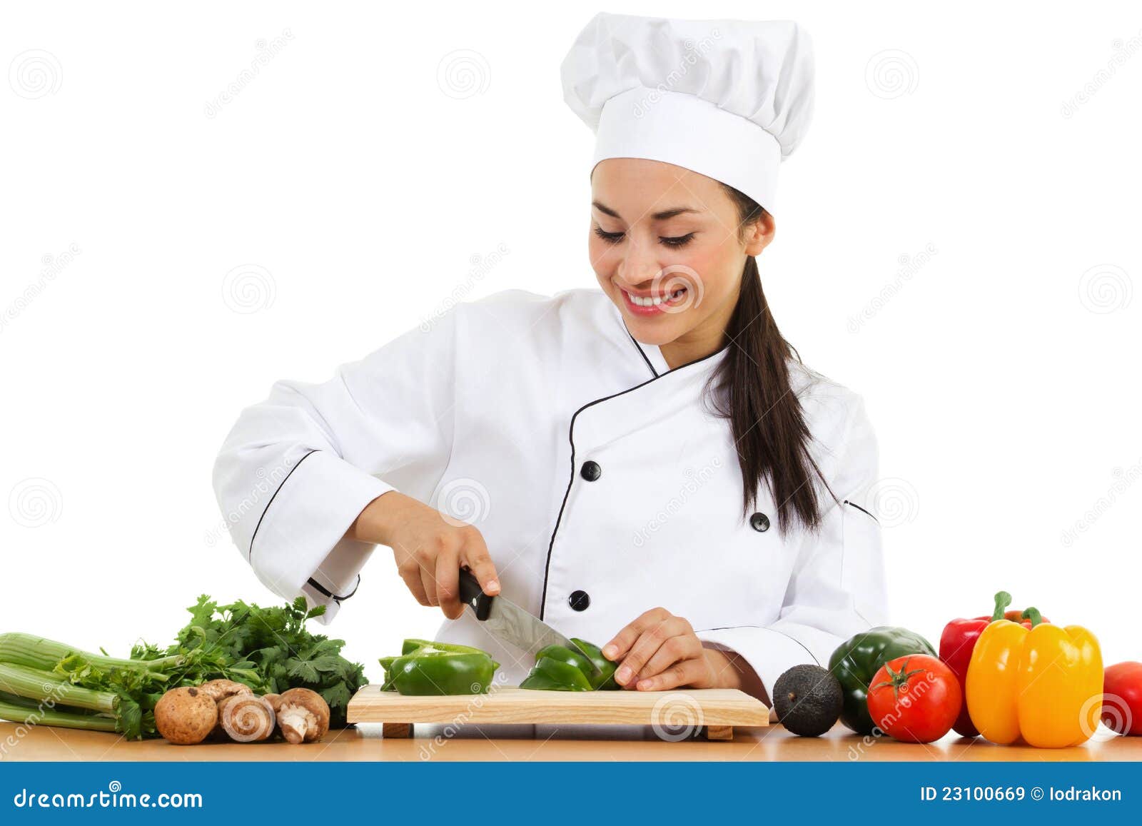 Vrouwelijke chef-kok stock afbeelding. Afbeelding bestaande uit ...