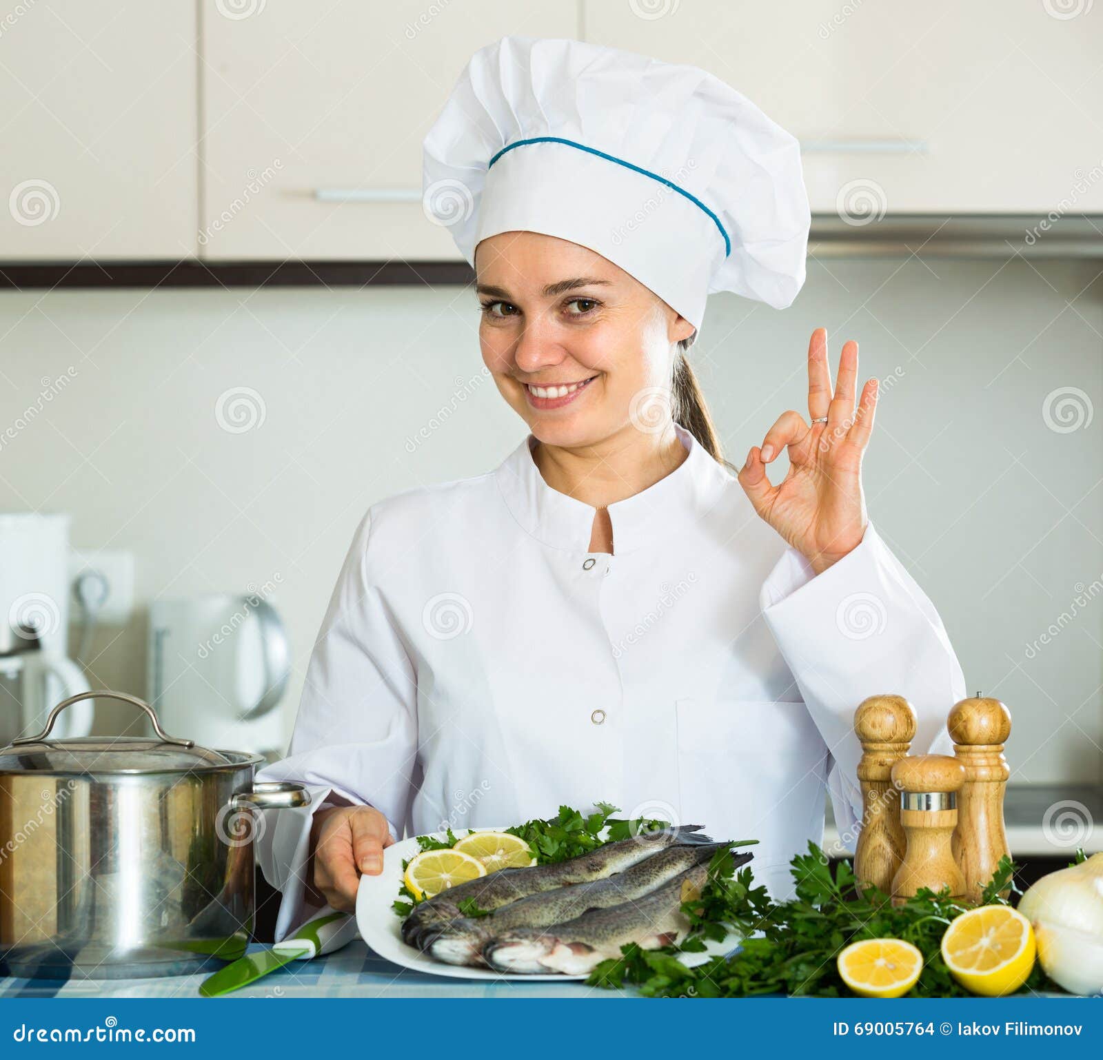Vrouwelijke Chef-kok in Keuken Stock Foto - Image of gezicht, beroep ...