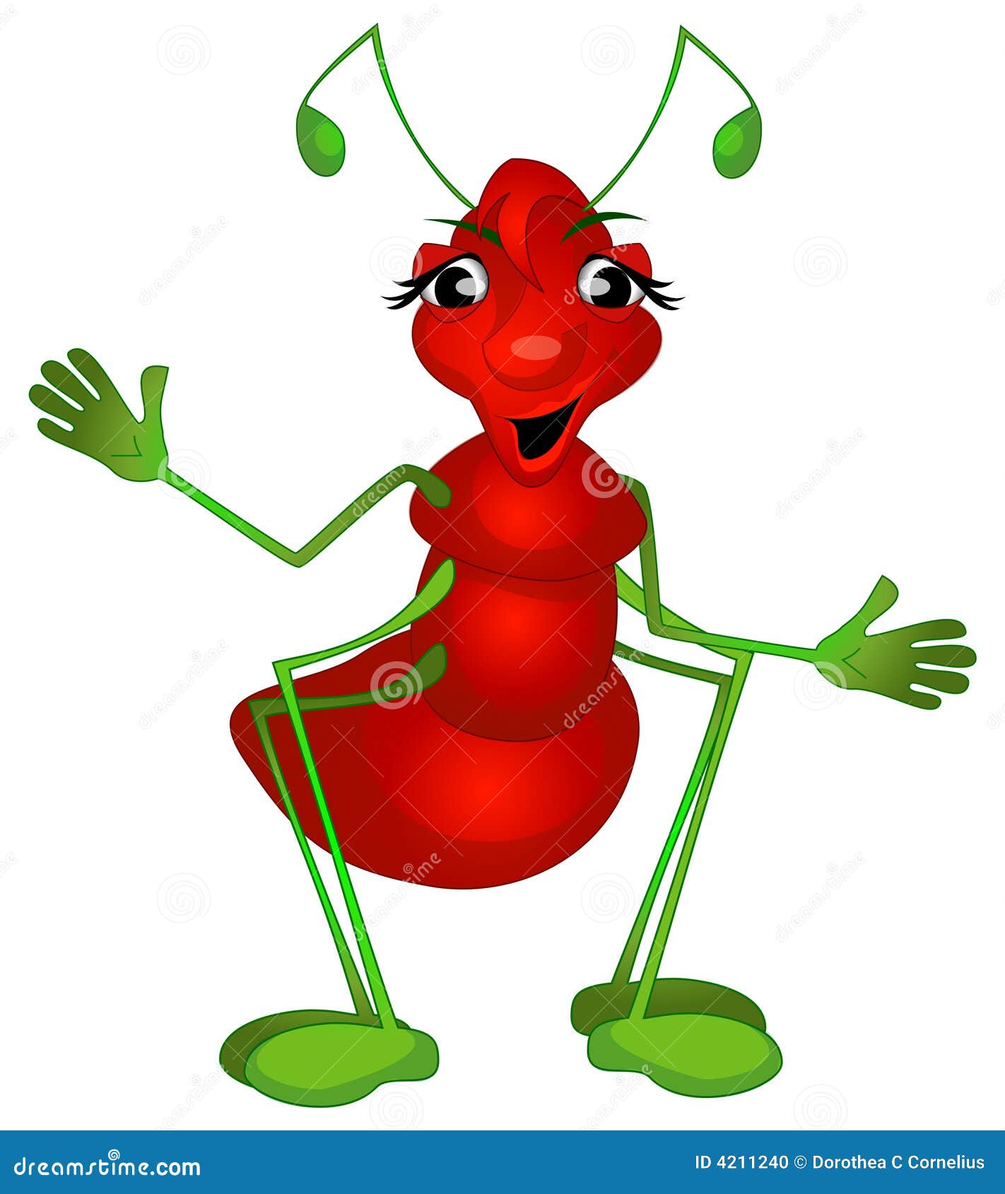 Vrouwelijke grappige mier stock illustratie. Illustration of nave - 4211240