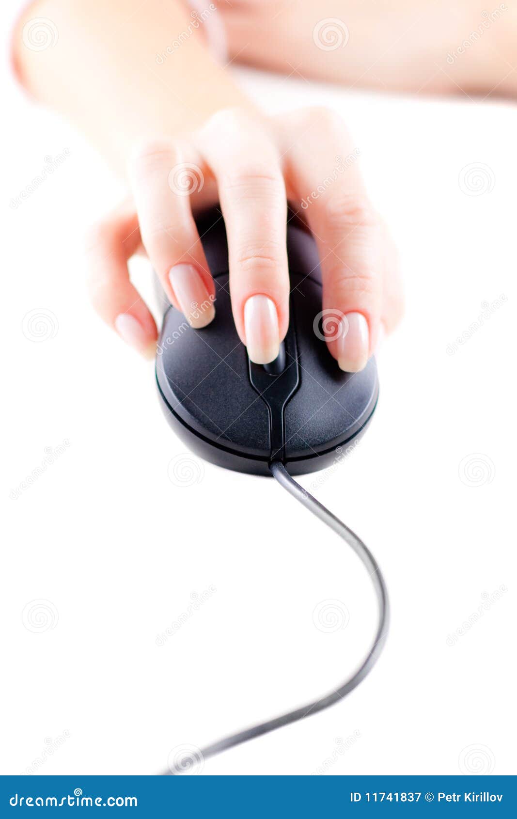 Vrouwelijke Hand Op Computermuis Stock Afbeelding - Image of macro ...