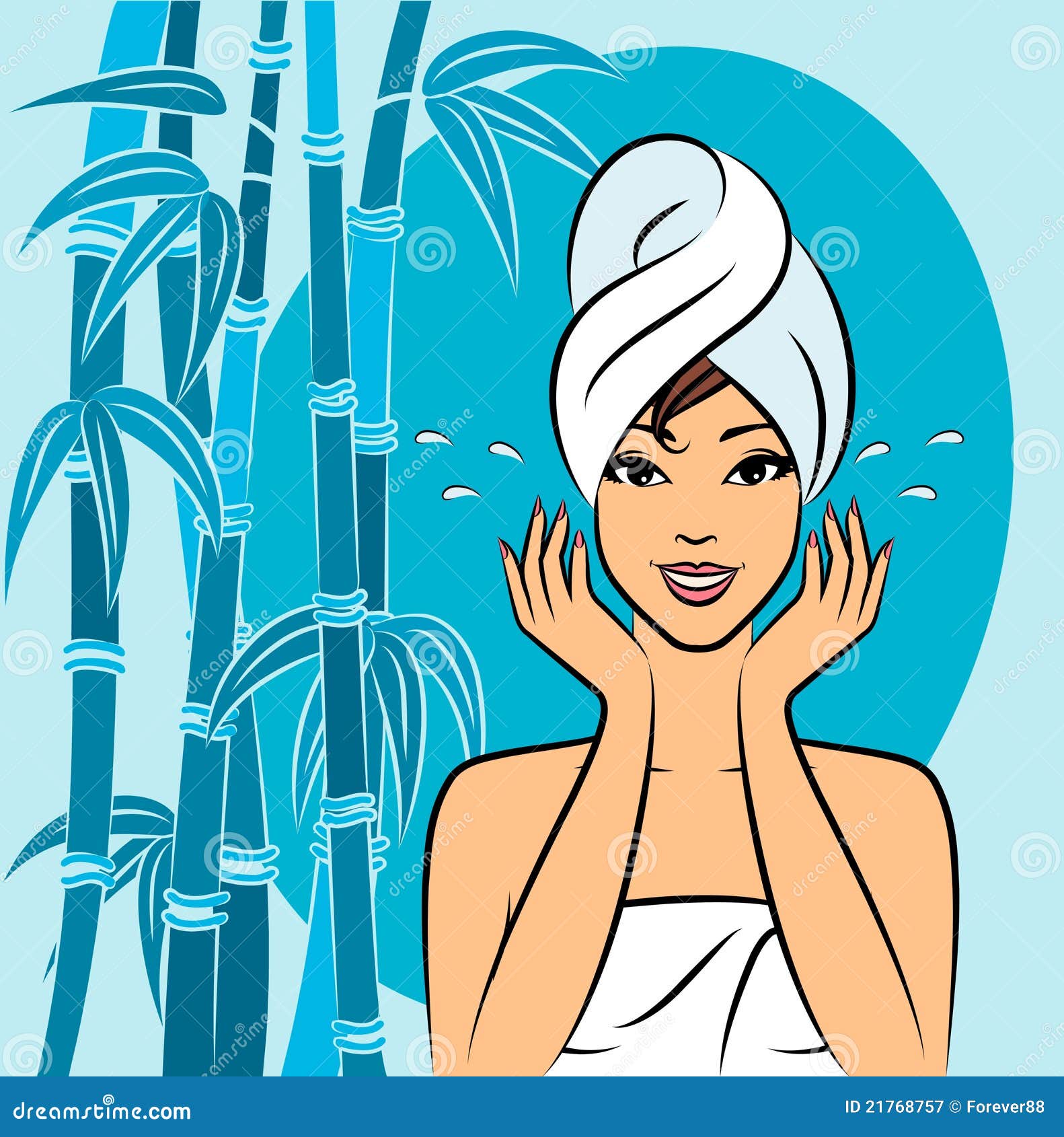 Vrouwen in Een Handdoek Na Een Douche. Vector Illustratie ...
