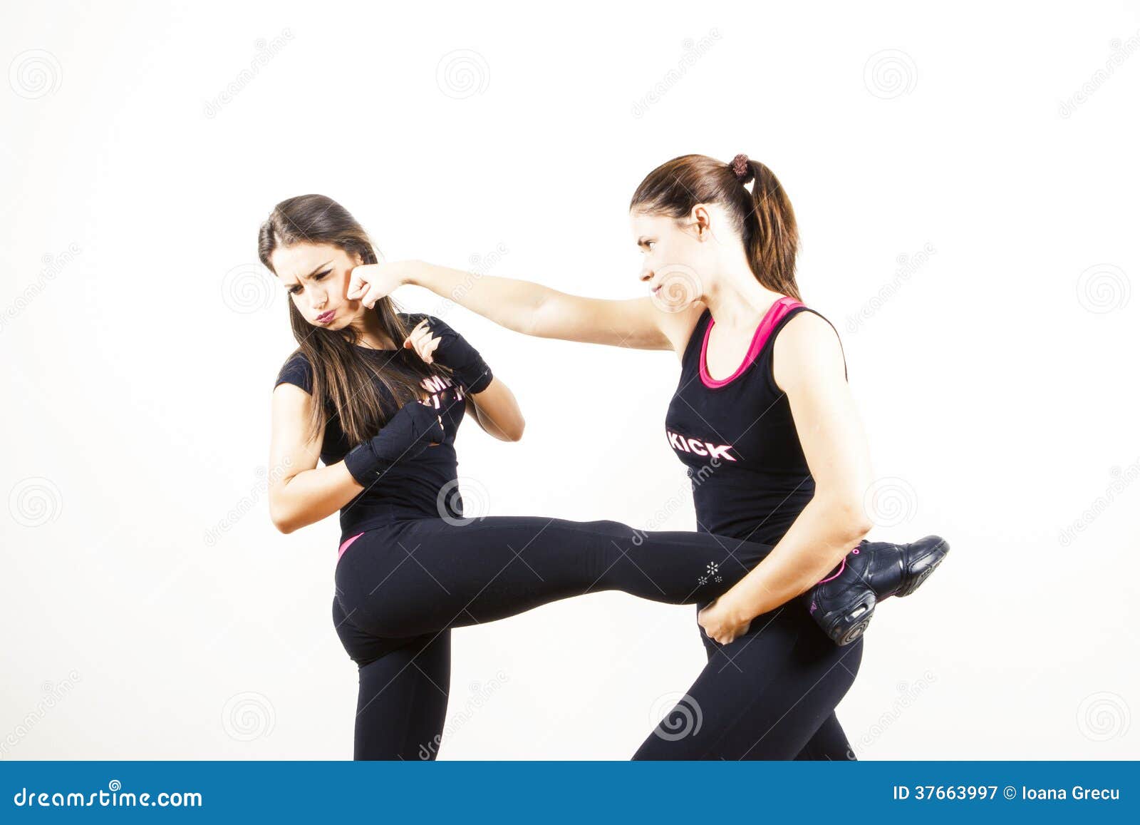 Vrouwen het vechten stock afbeelding. Image of jong, defensie - 37663997