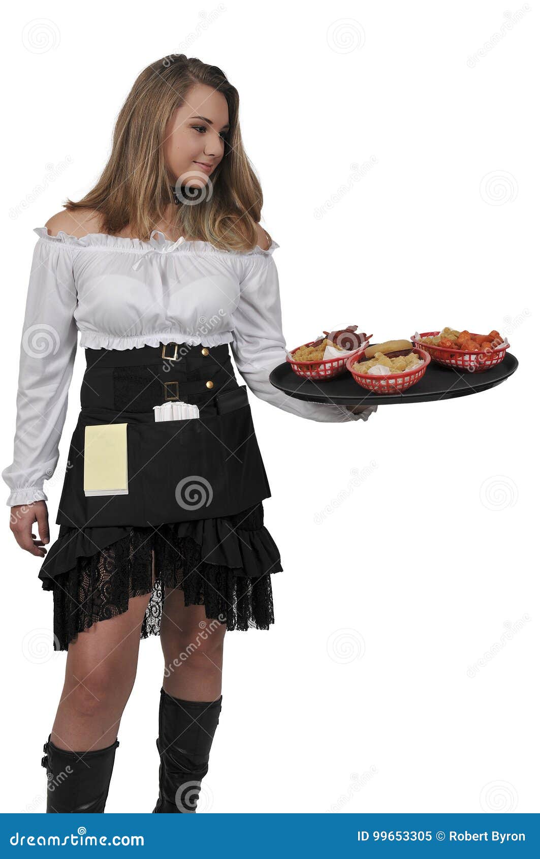 Vrouwenserver of Serveerster Stock Afbeelding - Image of professioneel ...