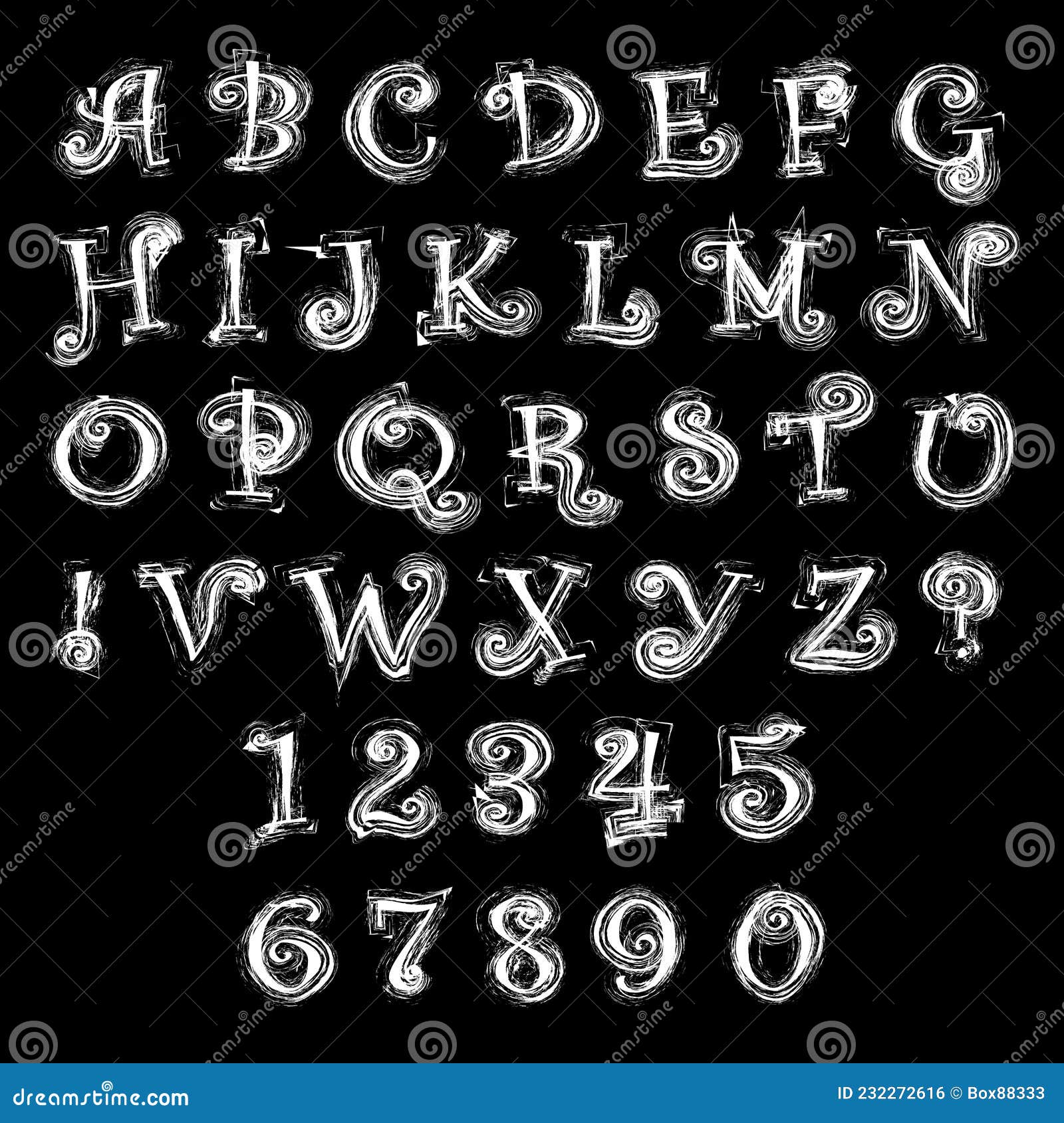 Raster Set: Capital Letters of the Latin Alphabet, Exclamation Mark ...