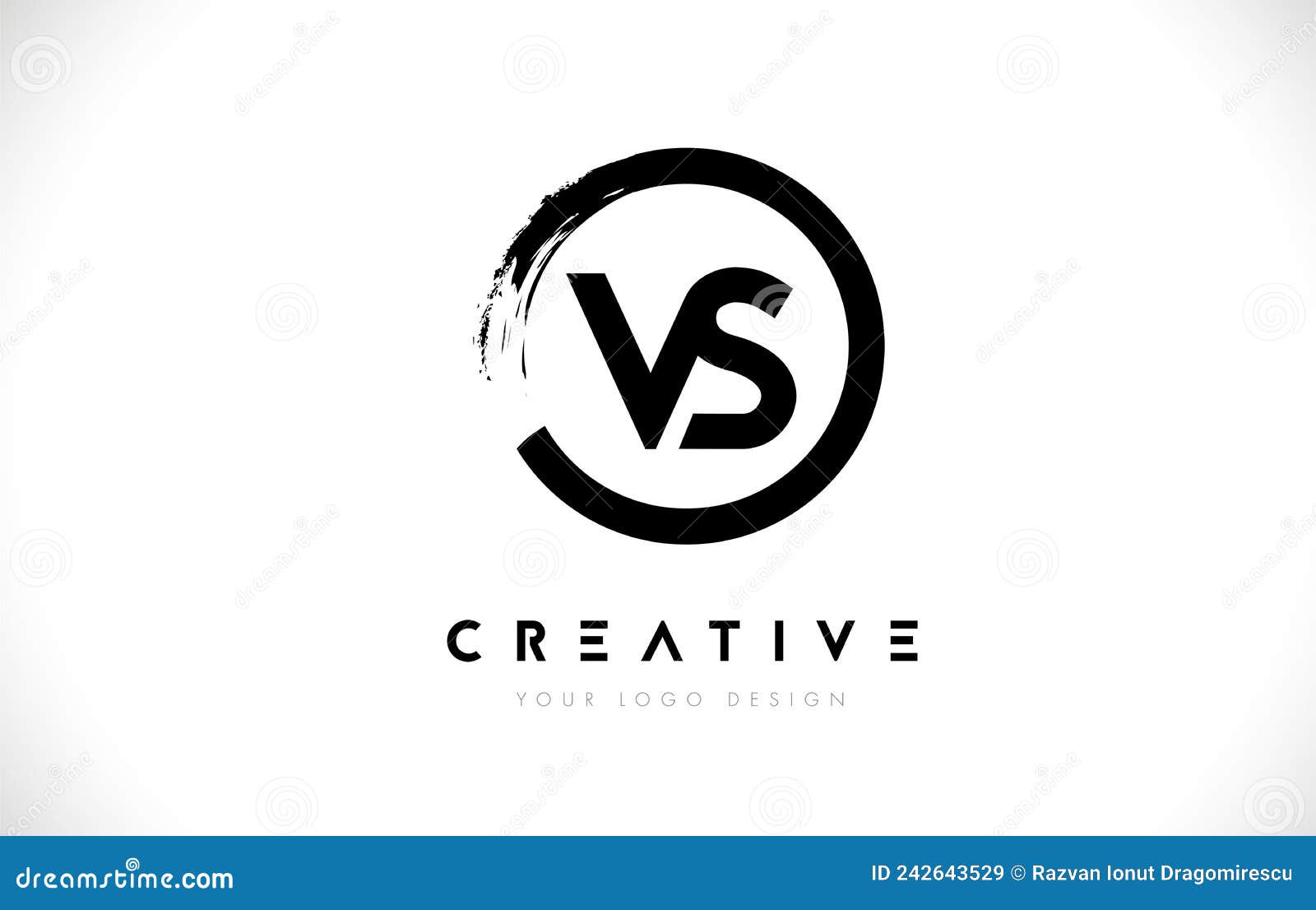 VS Letter Logo with Circle Brush Design and White Background Stock ...