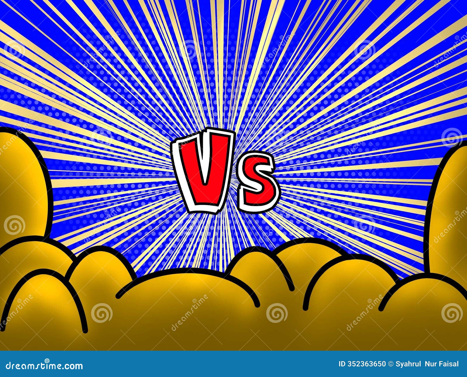 Vs Comic Background, Blue Color Yellow Line Halftone Dots Stock Photo ...