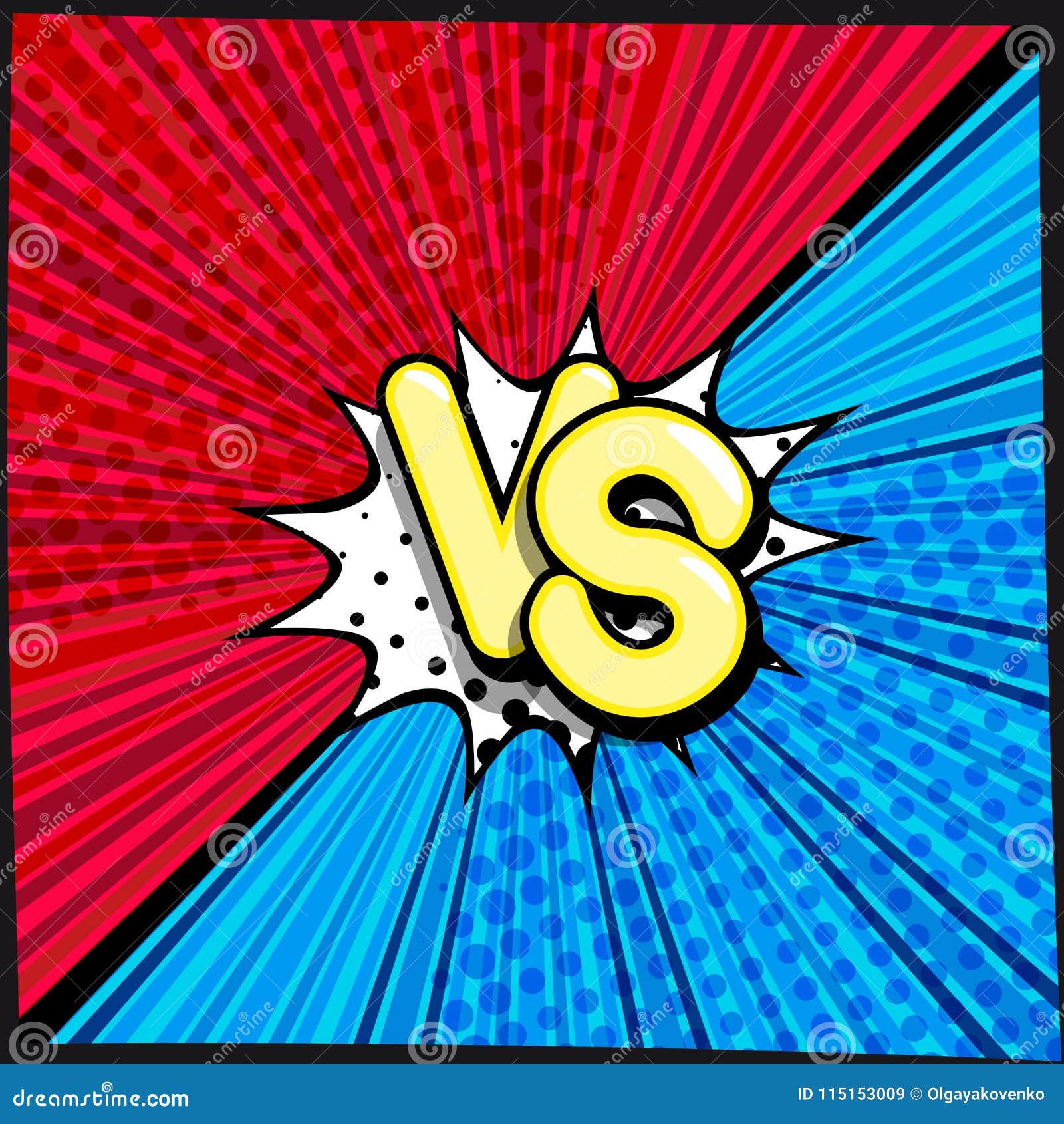 VS - Comic Retro Lettering with Shadows, Halftone Pattern Stock Vector ...