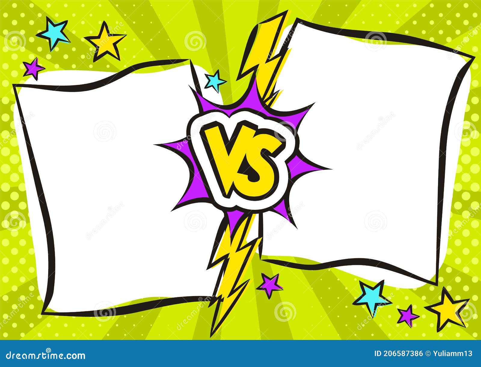 Vs Comics Book Collision Frames With Cartoon Text Speech Bubbles And