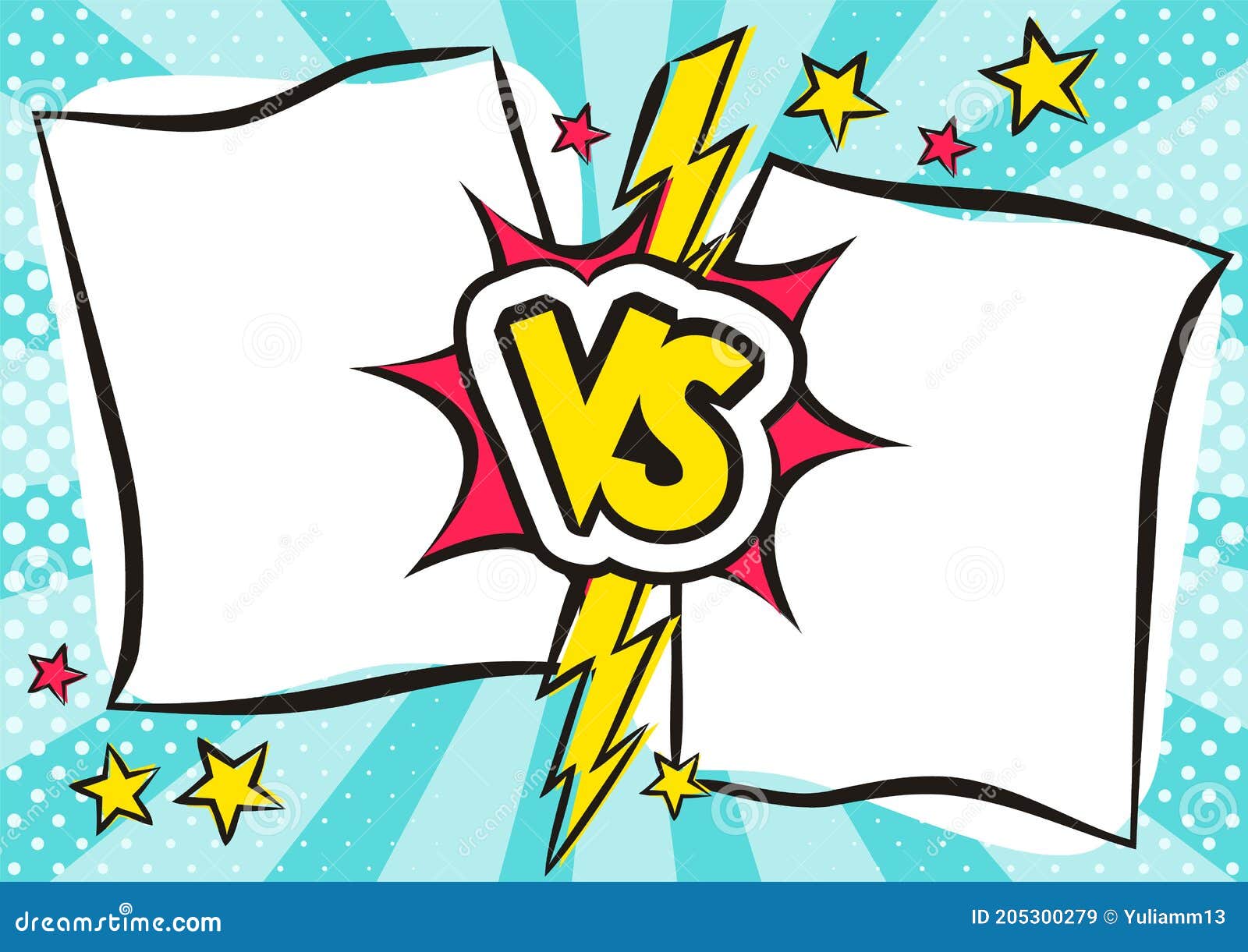 Vs Comics Book Collision Frames With Cartoon Text Speech Bubbles And