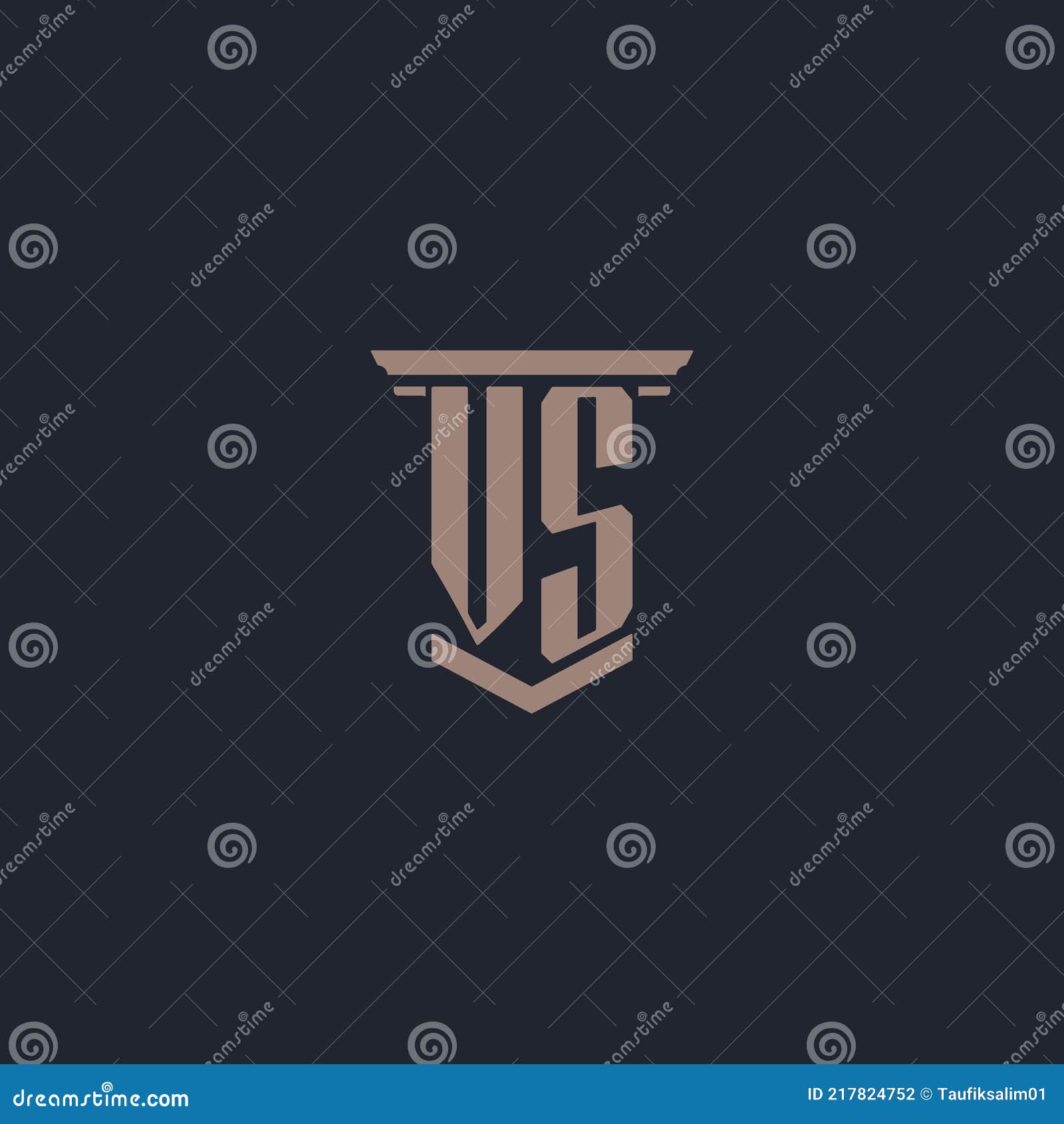 VS Initial Monogram Logo with Pillar Style Design Stock Vector ...
