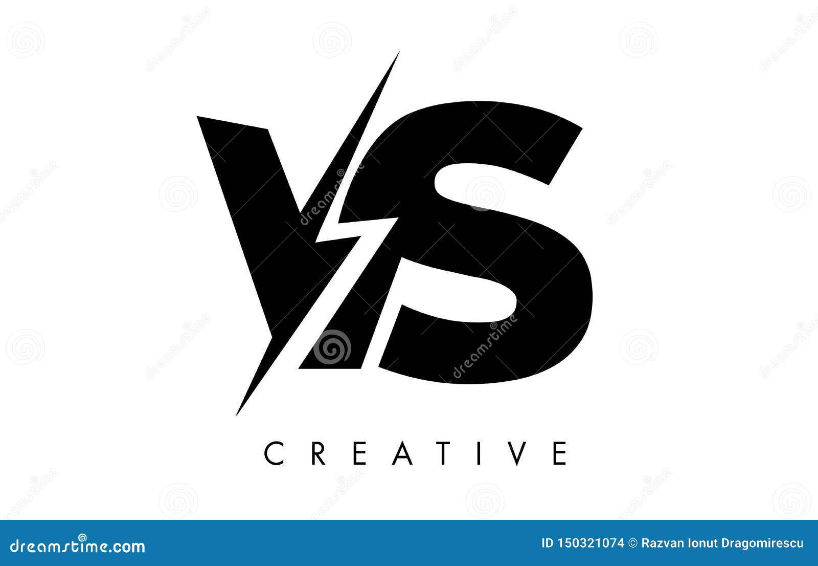 VS Letter Logo Design with Lighting Thunder Bolt. Electric Bolt Letter ...