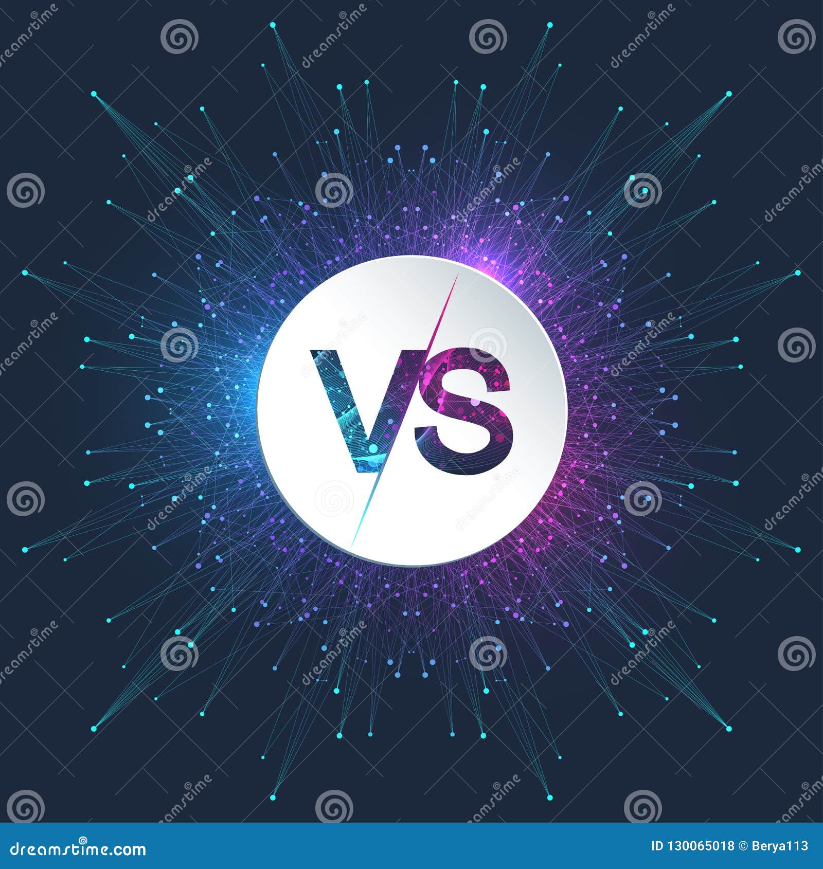 VS Letters in the Fractal Element with Connected Lines and Dots. Poster ...