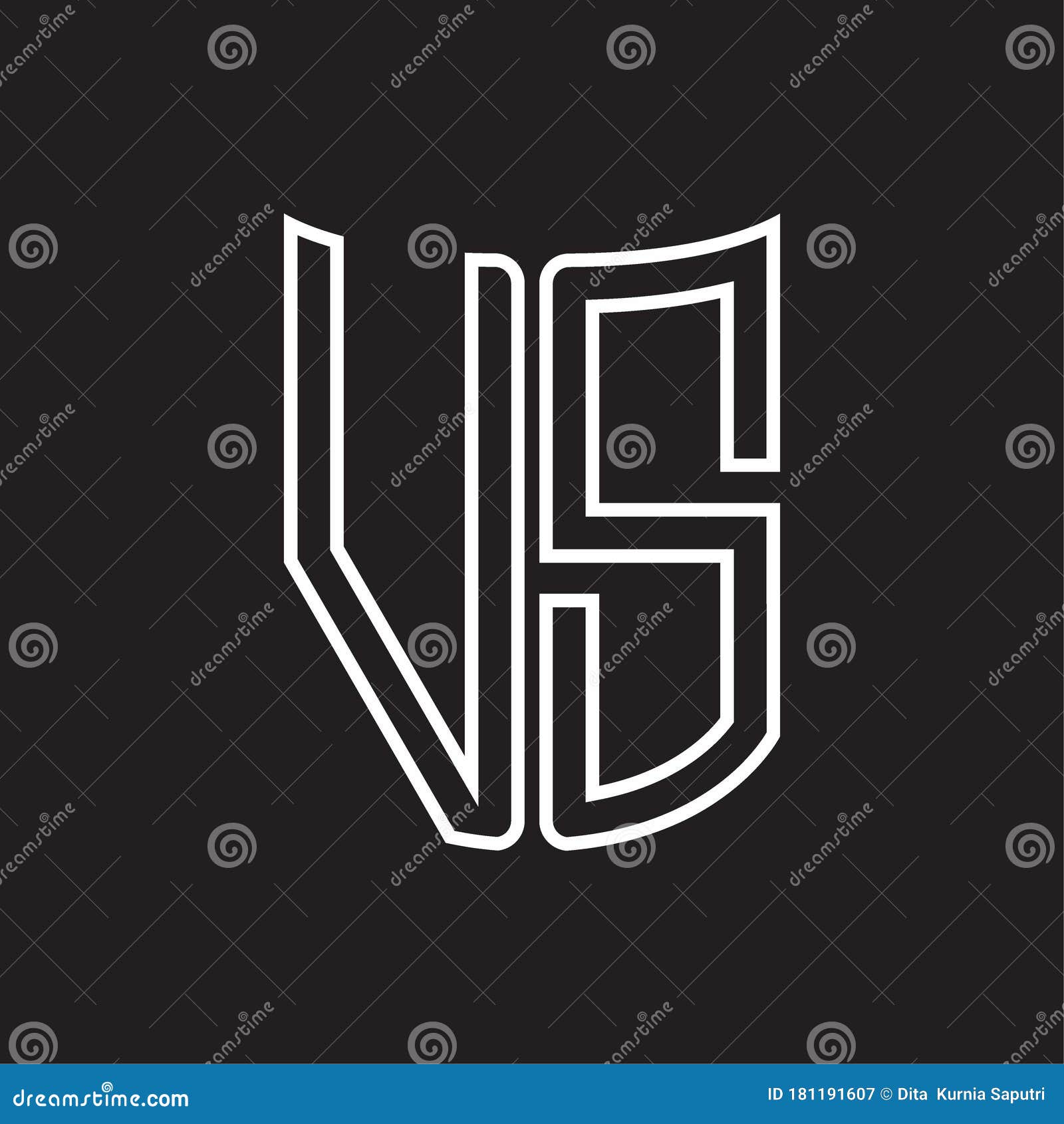 VS Logo Monogram with Ribbon Style Outline Design Template Stock ...