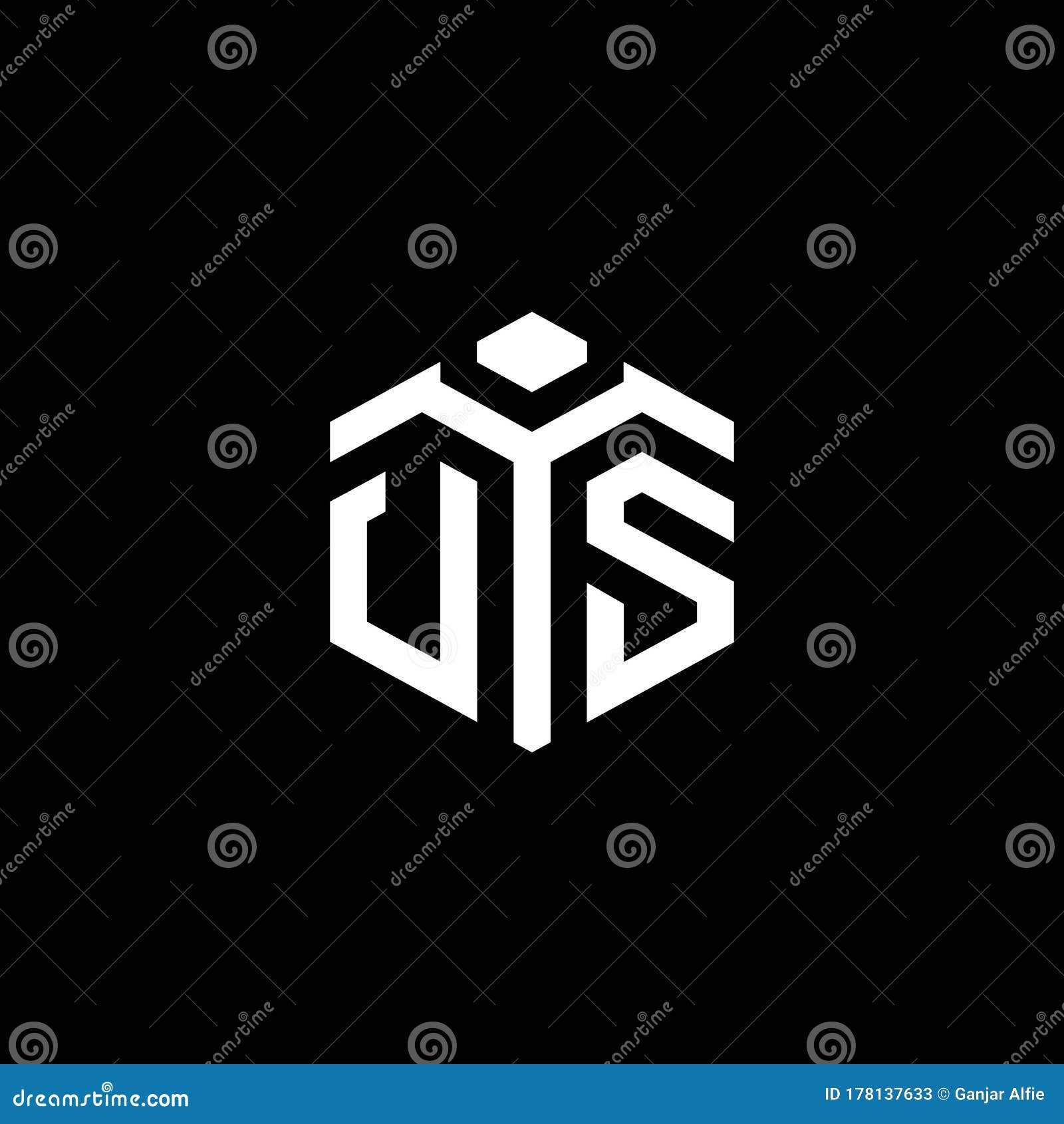 VS Monogram Logo with Abstract Hexagon Style Design Template Stock ...