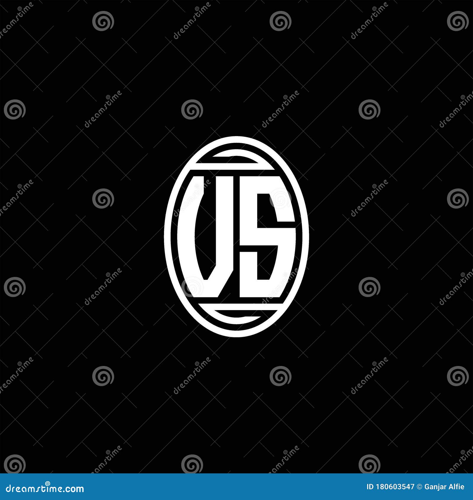 VS Monogram Logo Isolated on Oval Rotate Shape Stock Vector ...