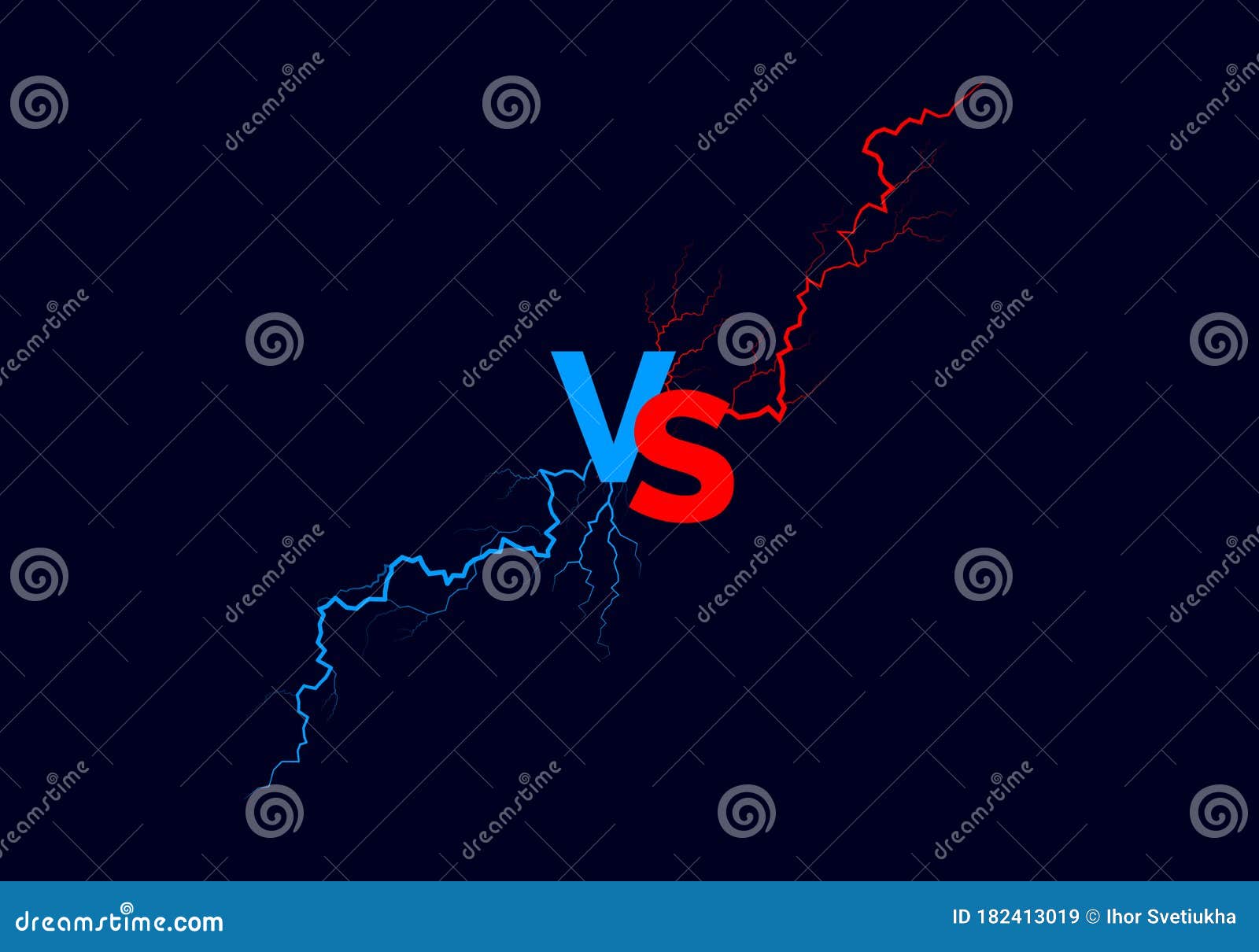 VS Text with Red and Blue Lightning. Versus Battle. Sport or Game ...
