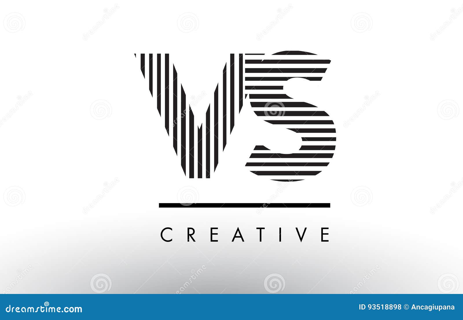 VS V S Black and White Lines Letter Logo Design. Stock Vector ...