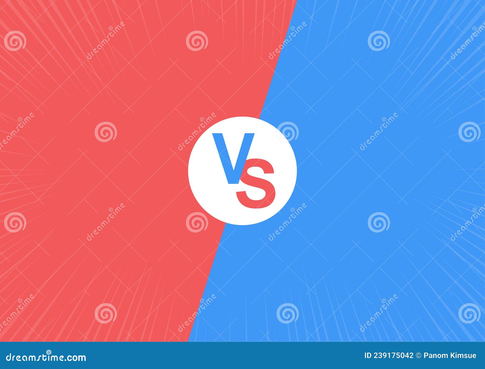 VS Versus Battle between Fighters or Teams on Red and Blue Background ...