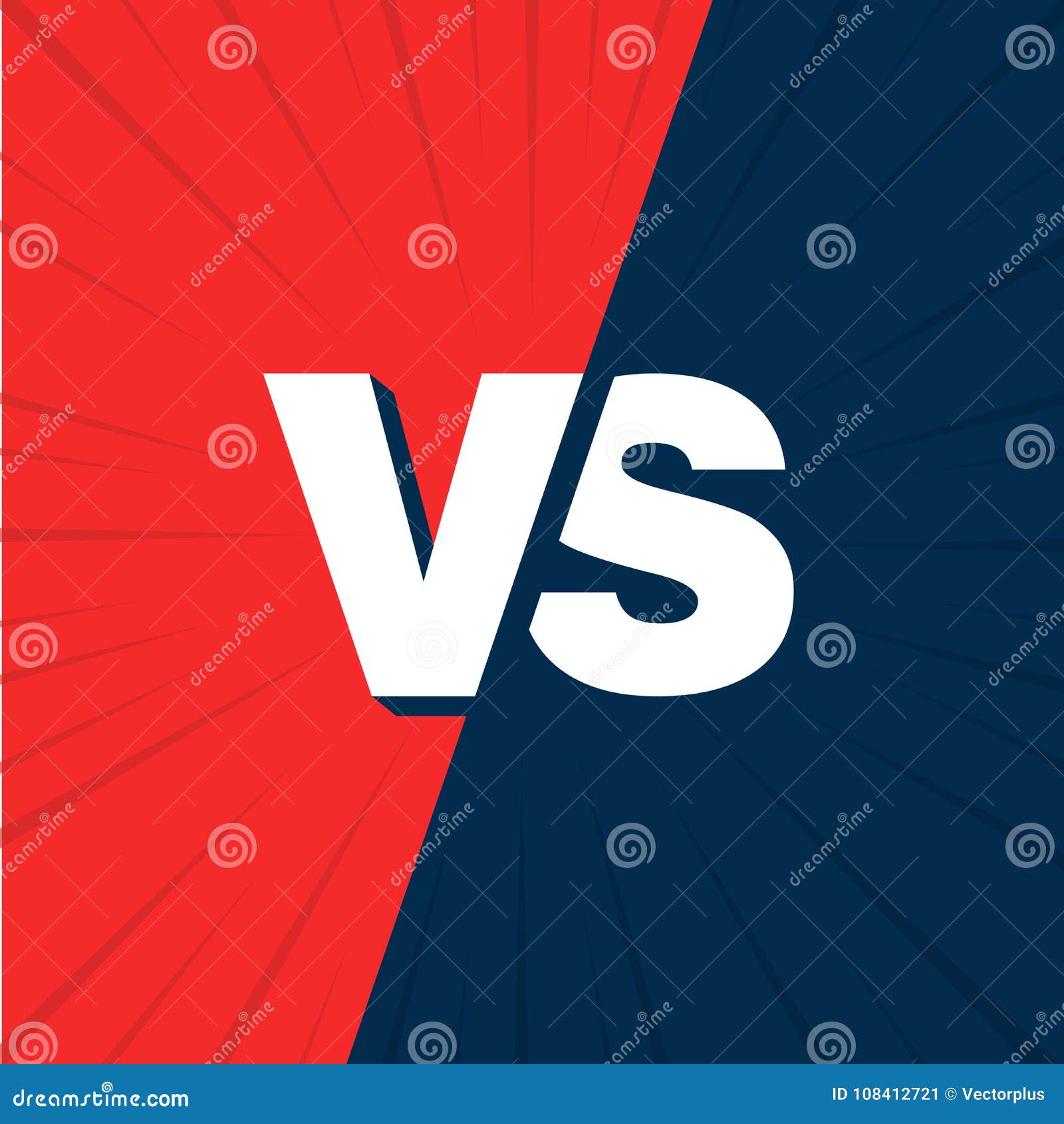 VS, Versus, Blue And Red Design. Comic Book Cartoon Background. Vector ...