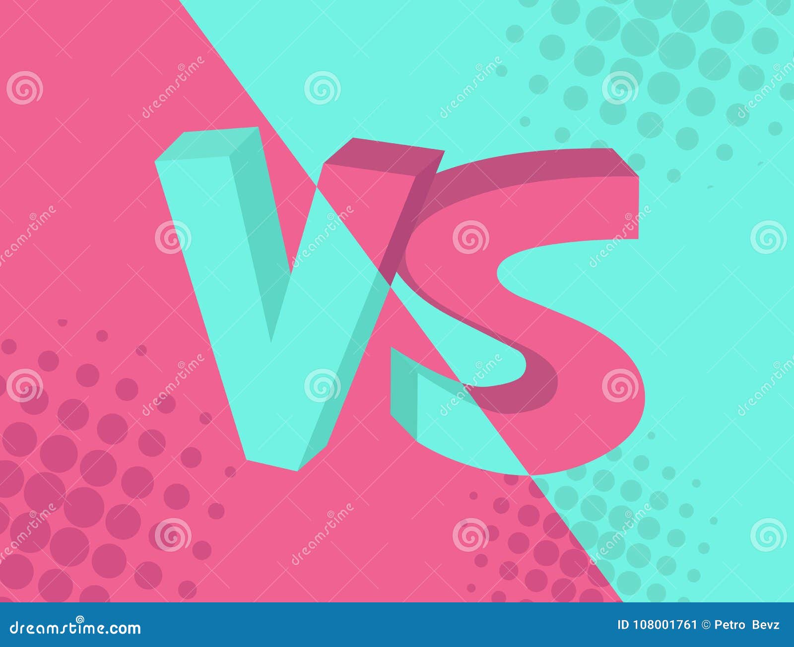 VS Versus Inscription on Turquoise and Pink Background, Comic Design ...