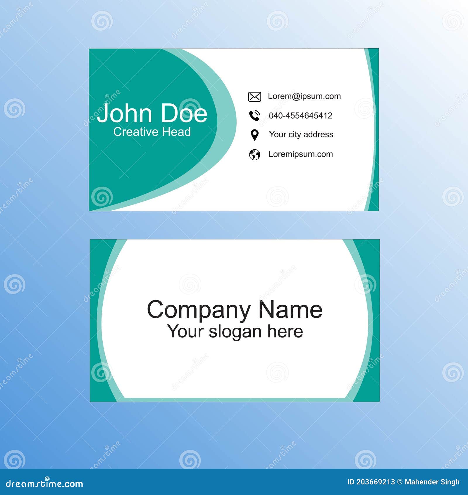 Creative Head,Green Business Card,Green Professional Visiting Card for ...