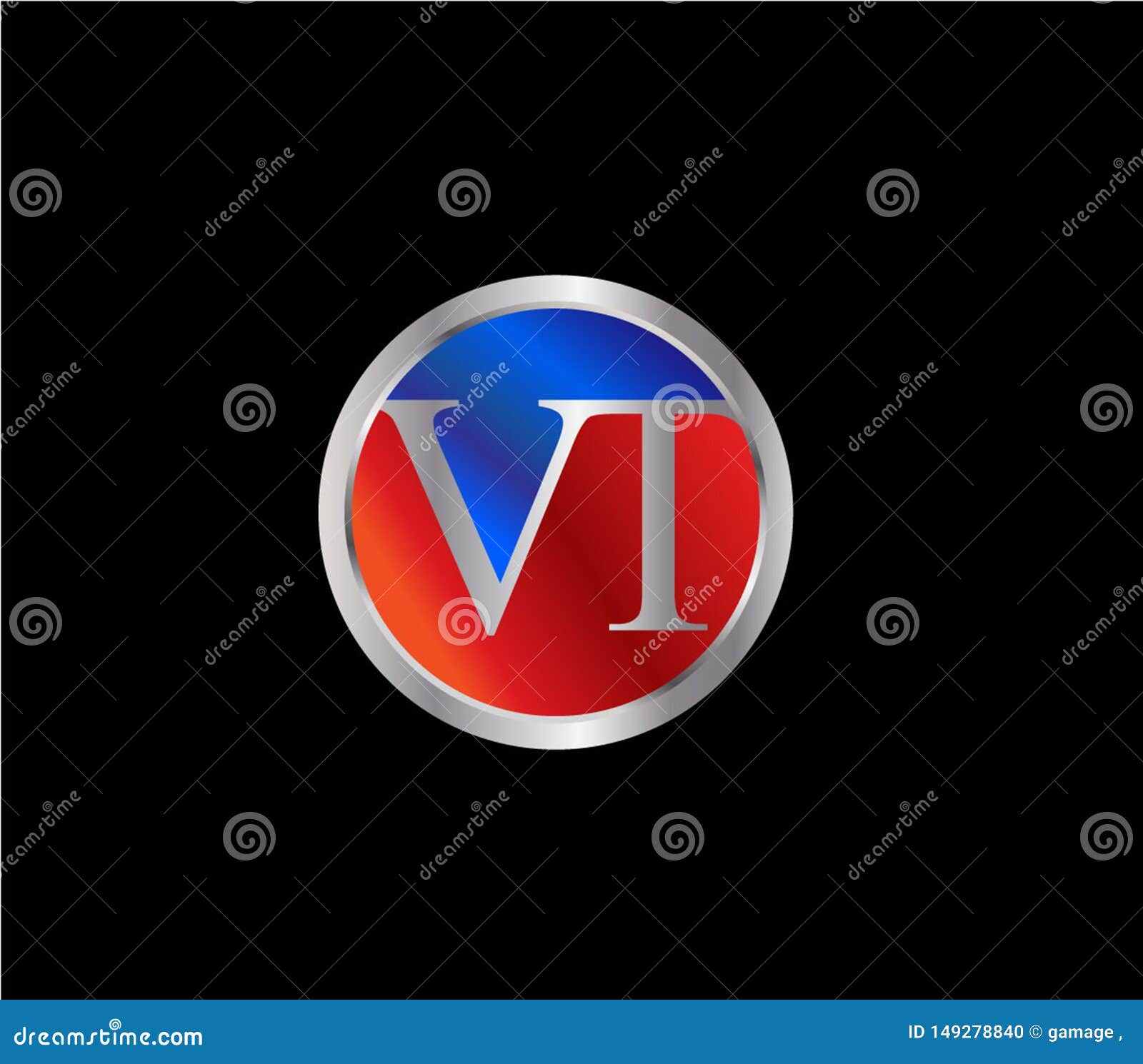 VT Initial Circle Shape Red Blue Silver Color Later Logo Design Stock ...